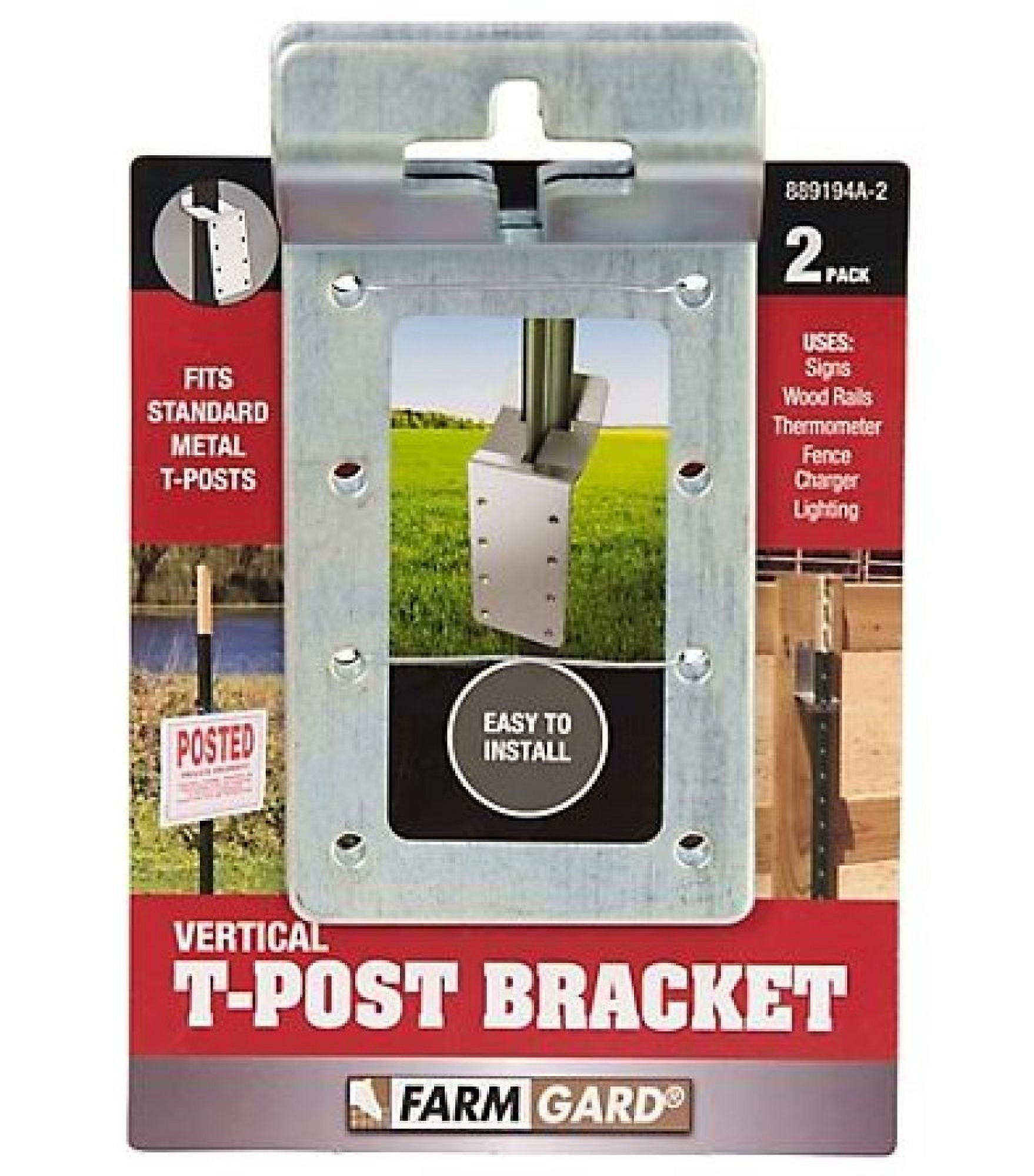 FARMGARD 889194A-2 Galvanized Steel Vertical T-Post Bracket 2-Pack ...