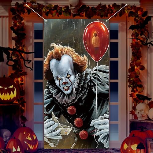 FARMNALL Pennywise Clown Door Cover Halloween Party Decoration Photo ...