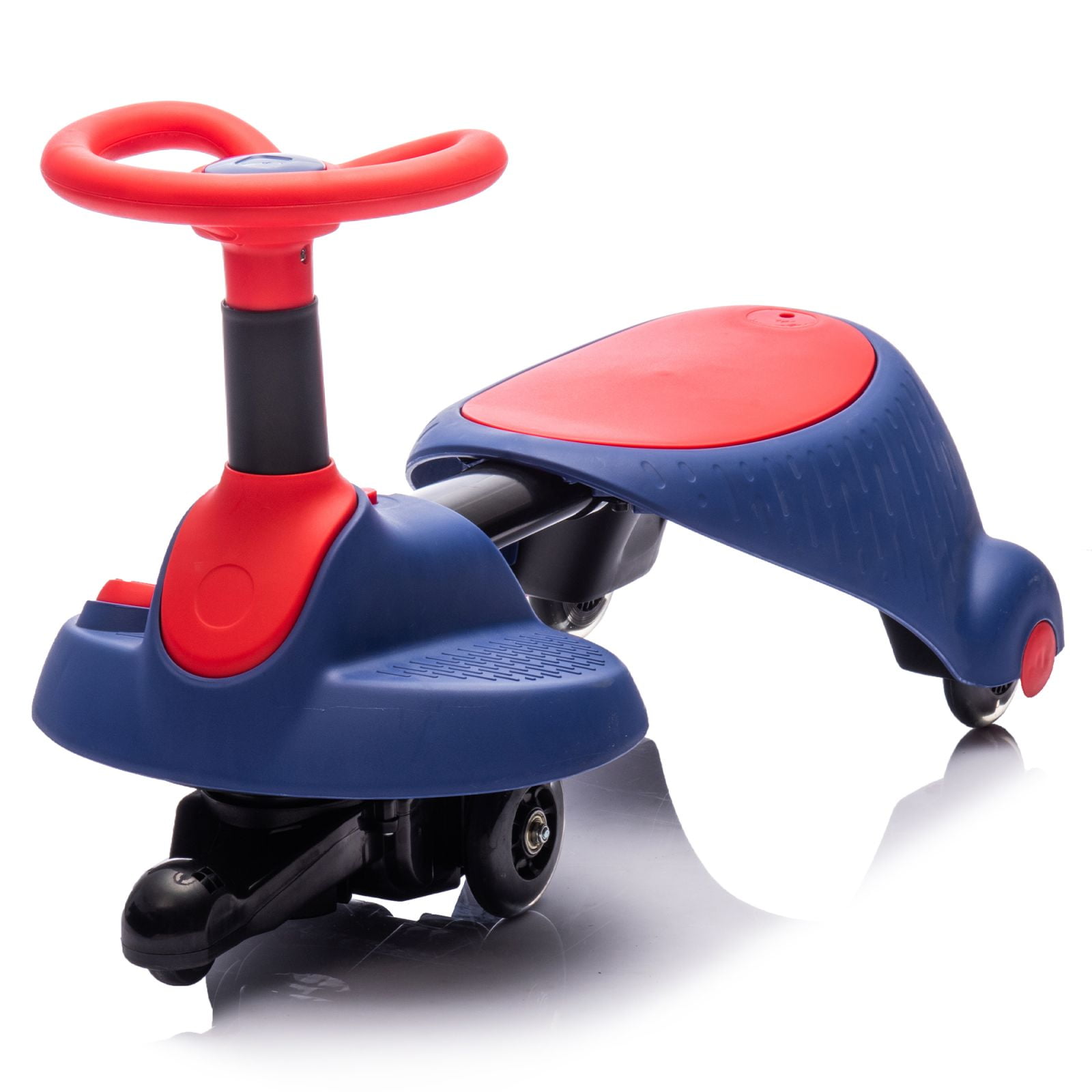 FARONZE Kids Ride-On Wiggle Car, Blue/Red, Electric, Flashing Wheels ...