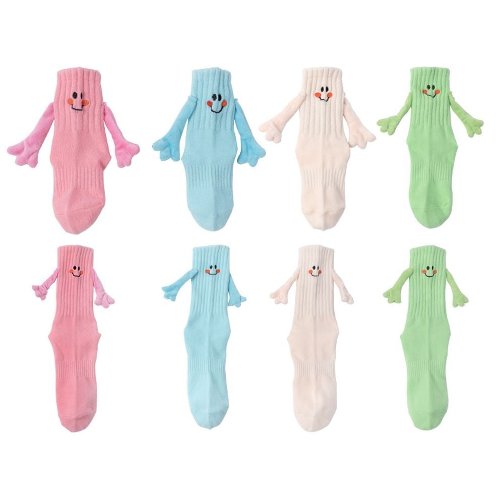 FARONZE Multicolor Smiling Face Cute Hand in Hand Socks for Women ...