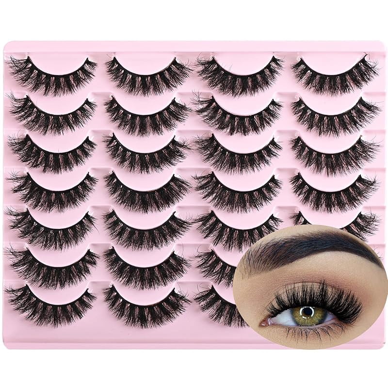 FARRED Natural Lashes Short Eyelashes Wispy False Mink Lash Pack 14 ...