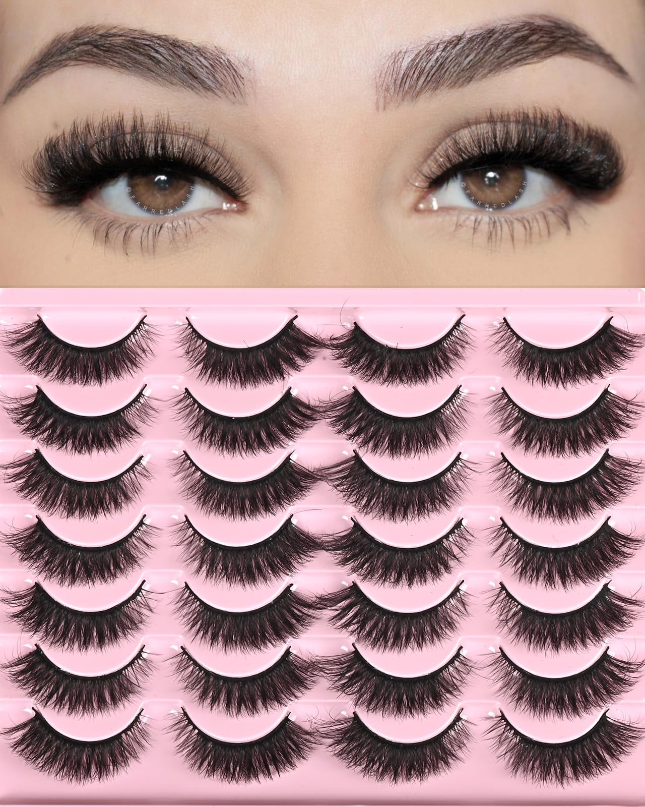 FARRED Natural Lashes Short TSF6 Eyelashes Wispy False Mink 14 Pair ...