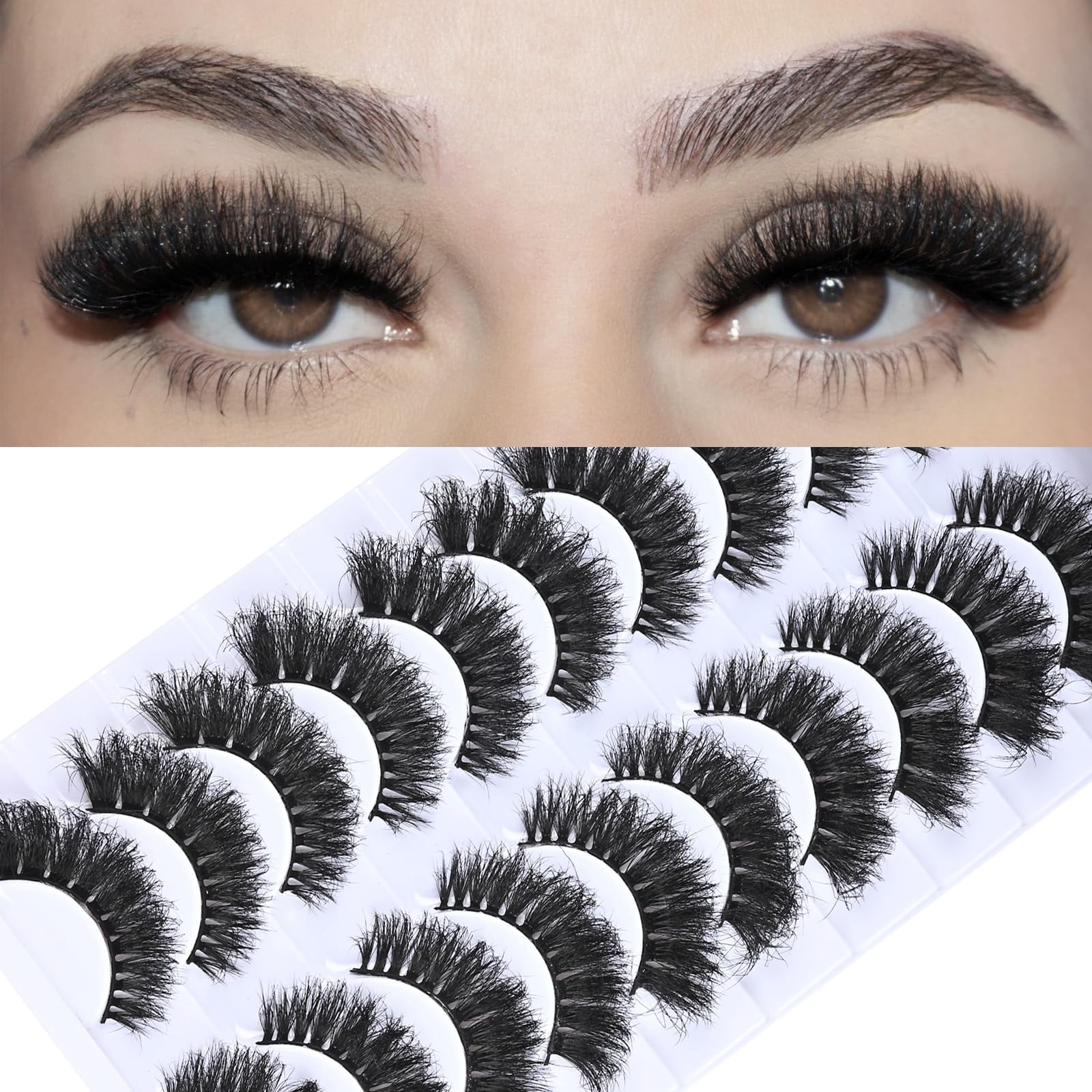 FARRED Short Lashes Fluffy AIF9 Wispy Eyelashes Natural Mink Curly Lash ...