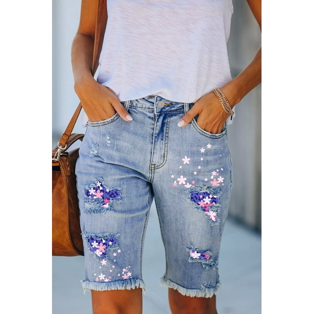 FARYSAYS Ripped Boyfriend Jeans for Women Distressed Denim Shorts Girls ...