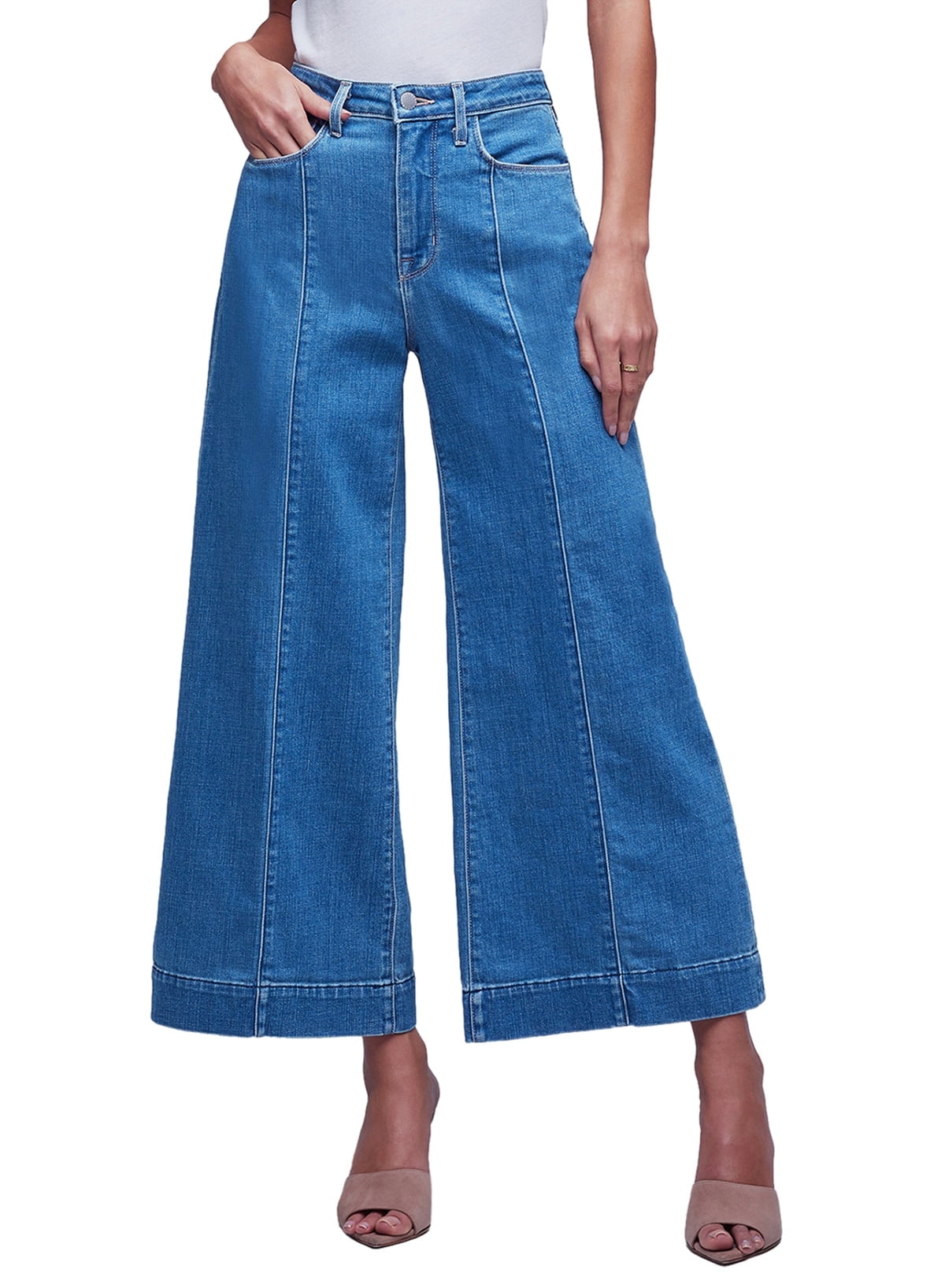 FARYSAYS Wide Leg Jeans for Women High Waisted Stretchy Denim Capri ...