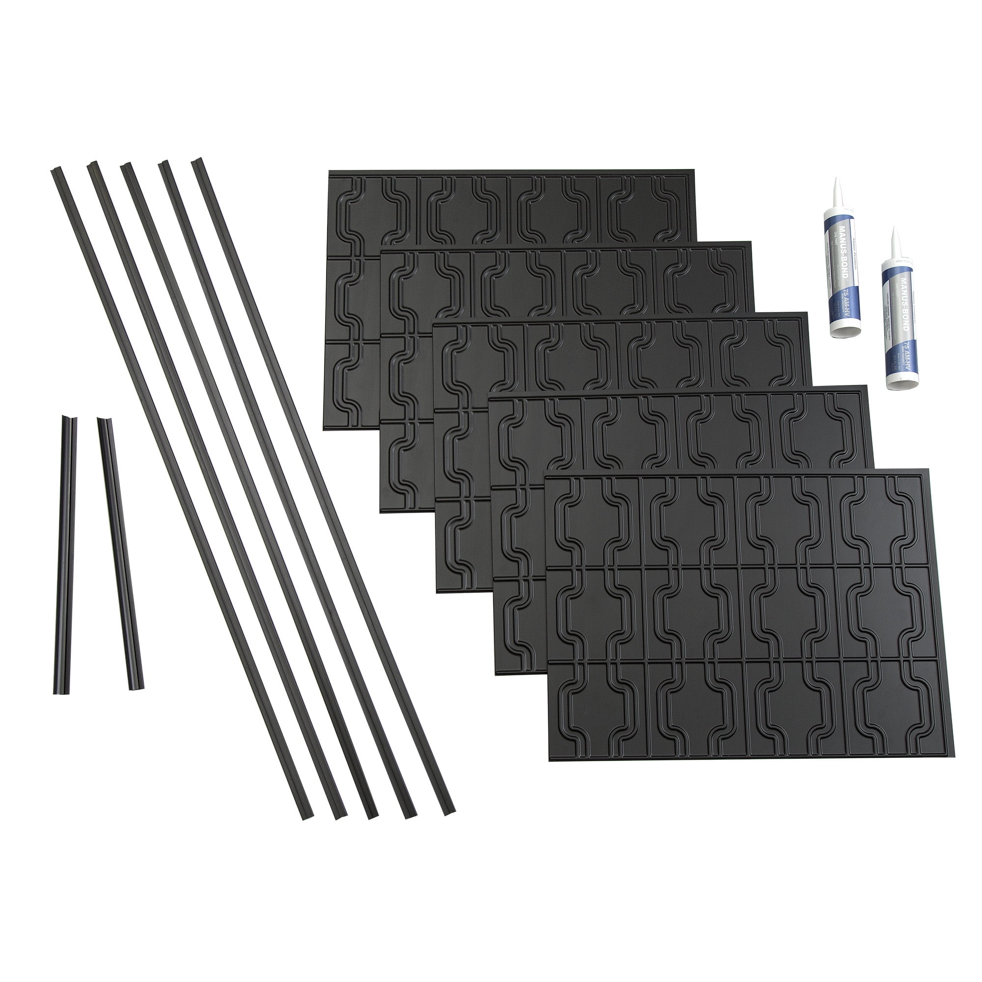 FASÄDE Chain Decorative Vinyl Backsplash 15 sq ft Kit in Matte Black ...