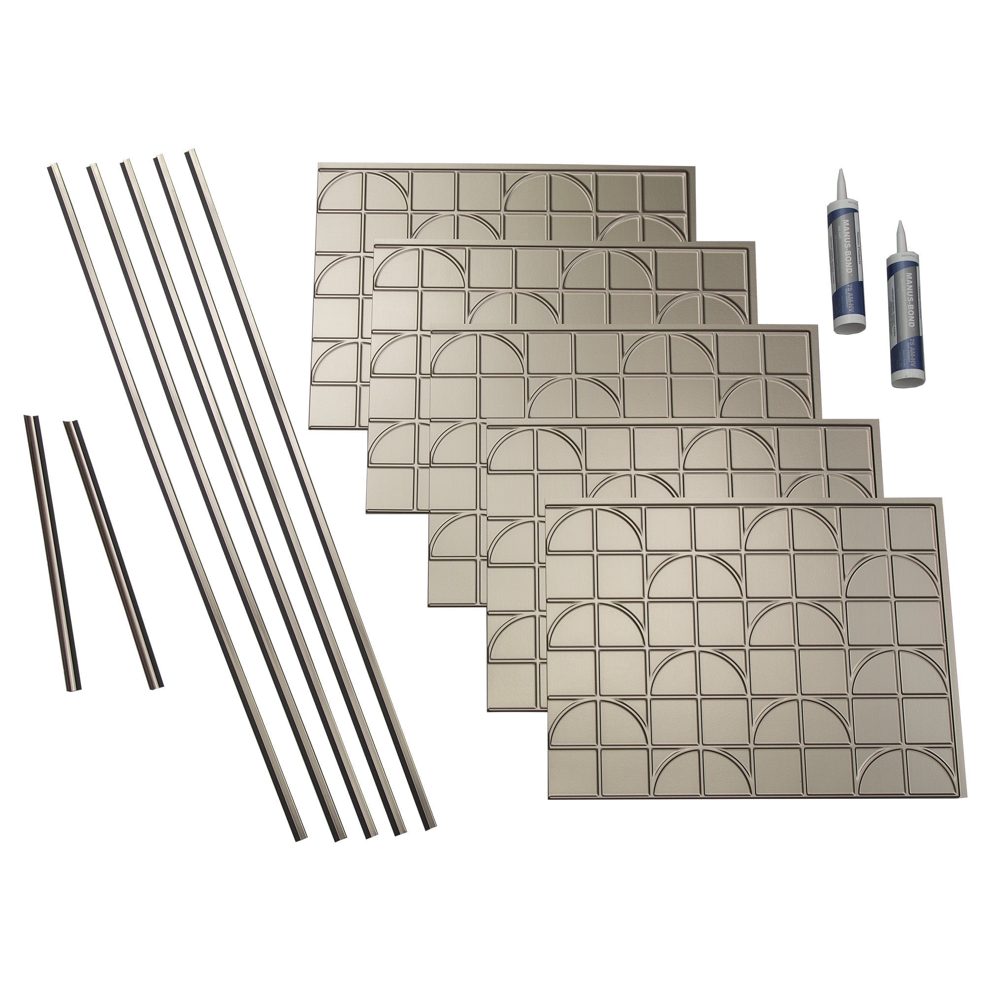 FASÄDE Crescent Decorative Vinyl Backsplash 15 sq ft Kit in Brushed ...