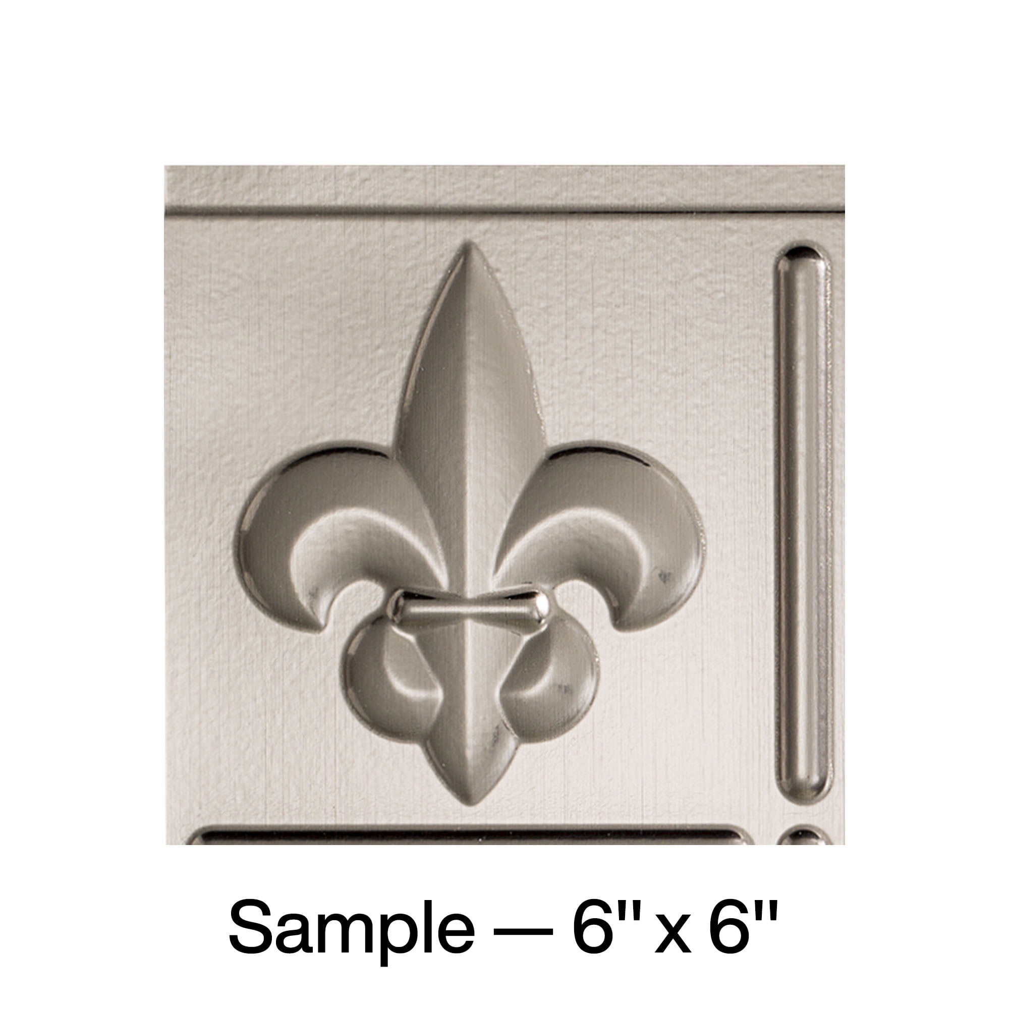 FASÄDE Fleur de Lis Decorative Vinyl Backsplash Panel in Brushed Nickel ...