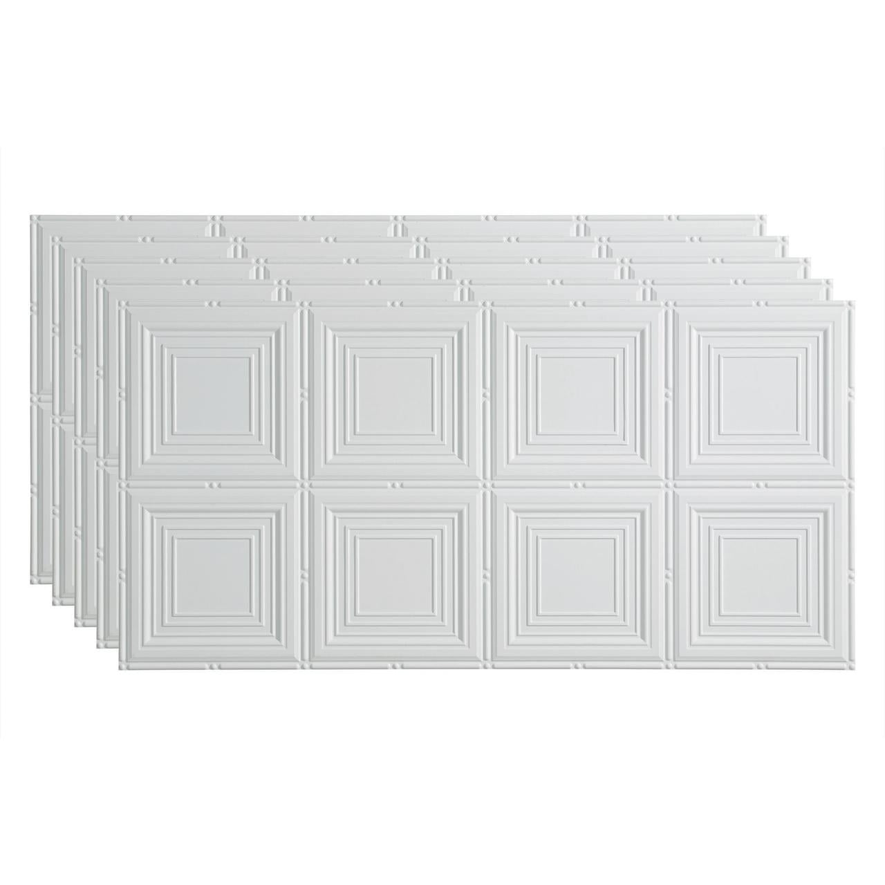 Fasade Decorative Vinyl Ceiling Tiles, Matte White, 2ft x 4ft Glue-Up ...