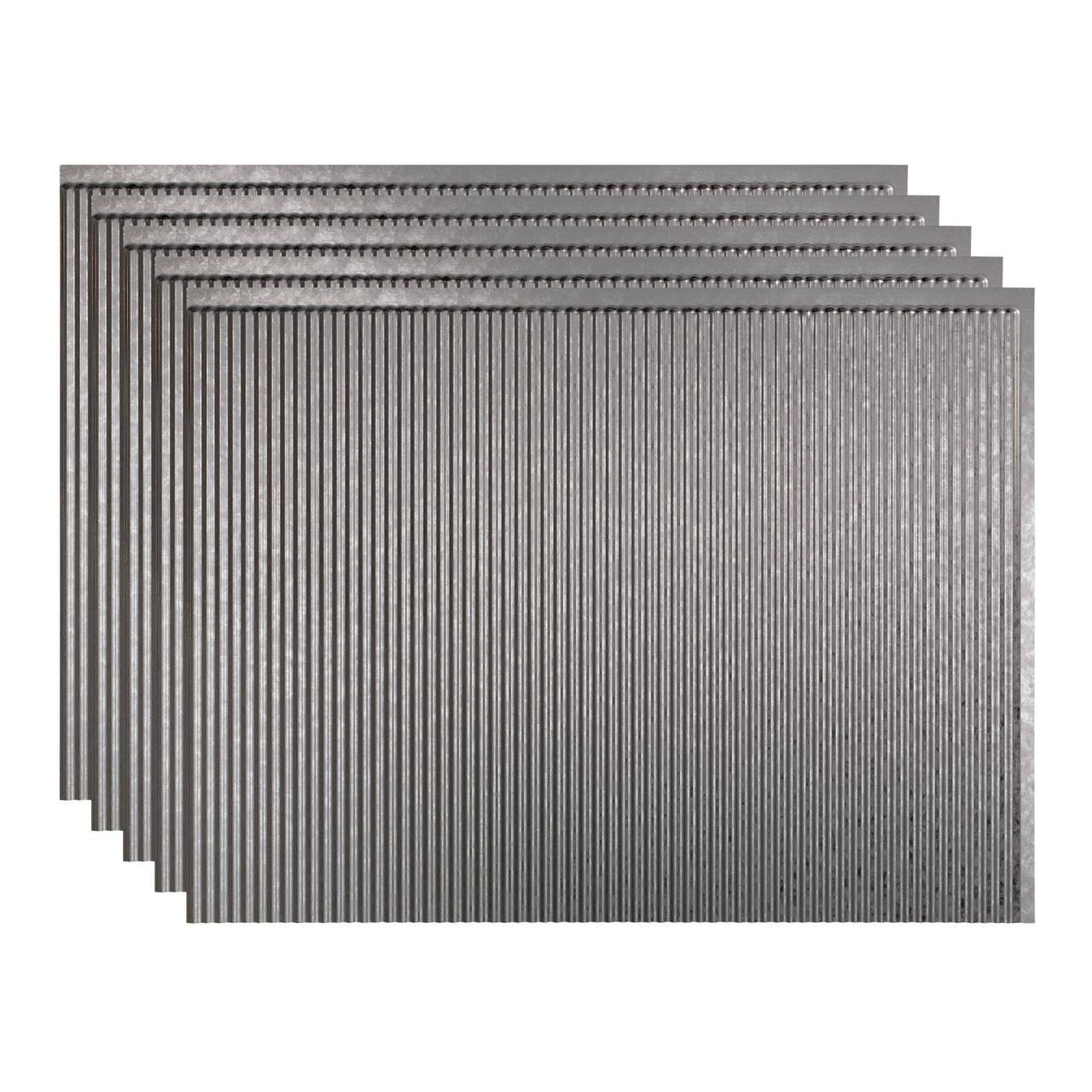 FASÄDE Rib Decorative Vinyl 18in x 24in Backsplash Panel in Galvanized ...