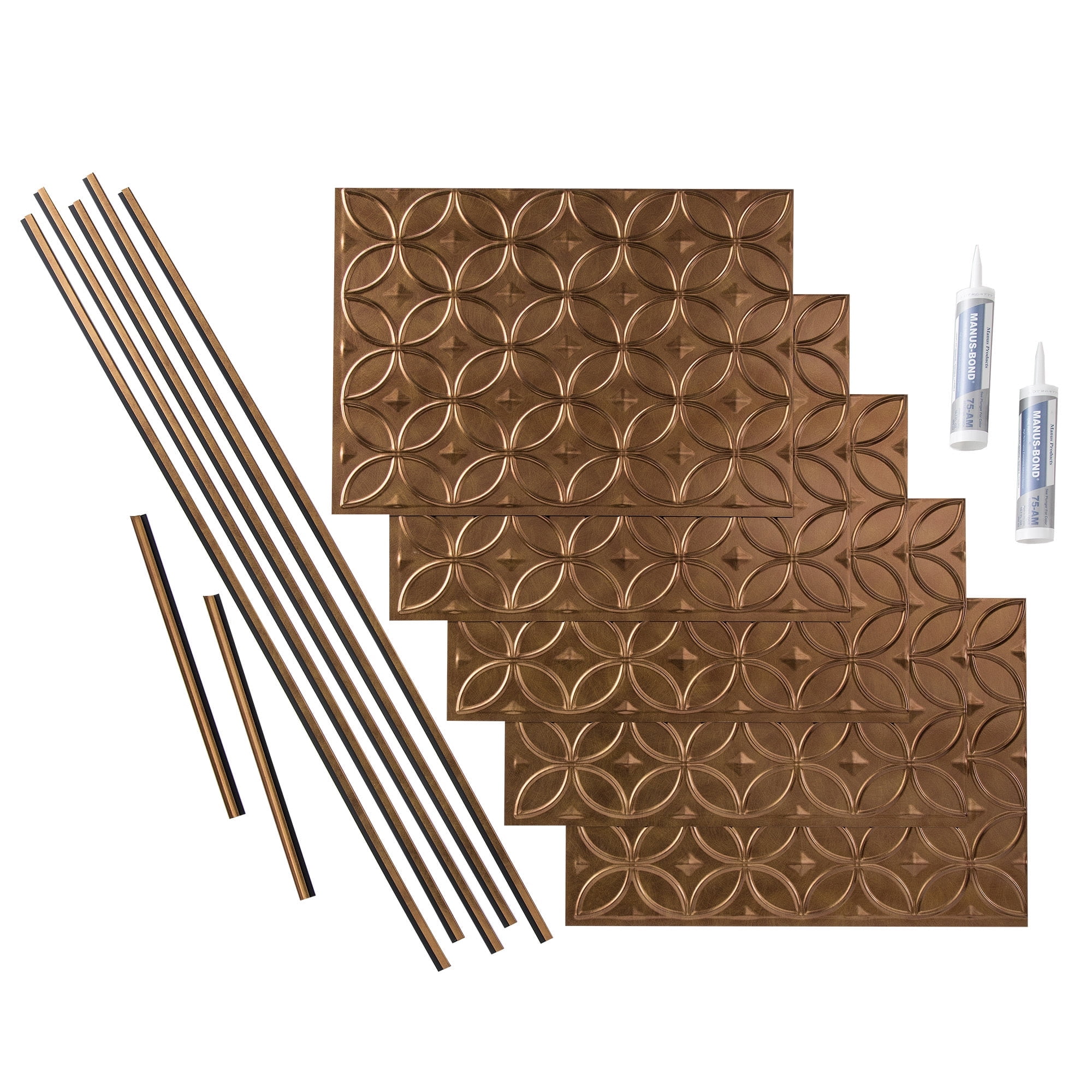 FASÄDE Rings Decorative Vinyl Backsplash 15 sq ft Kit in Antique Bronze ...