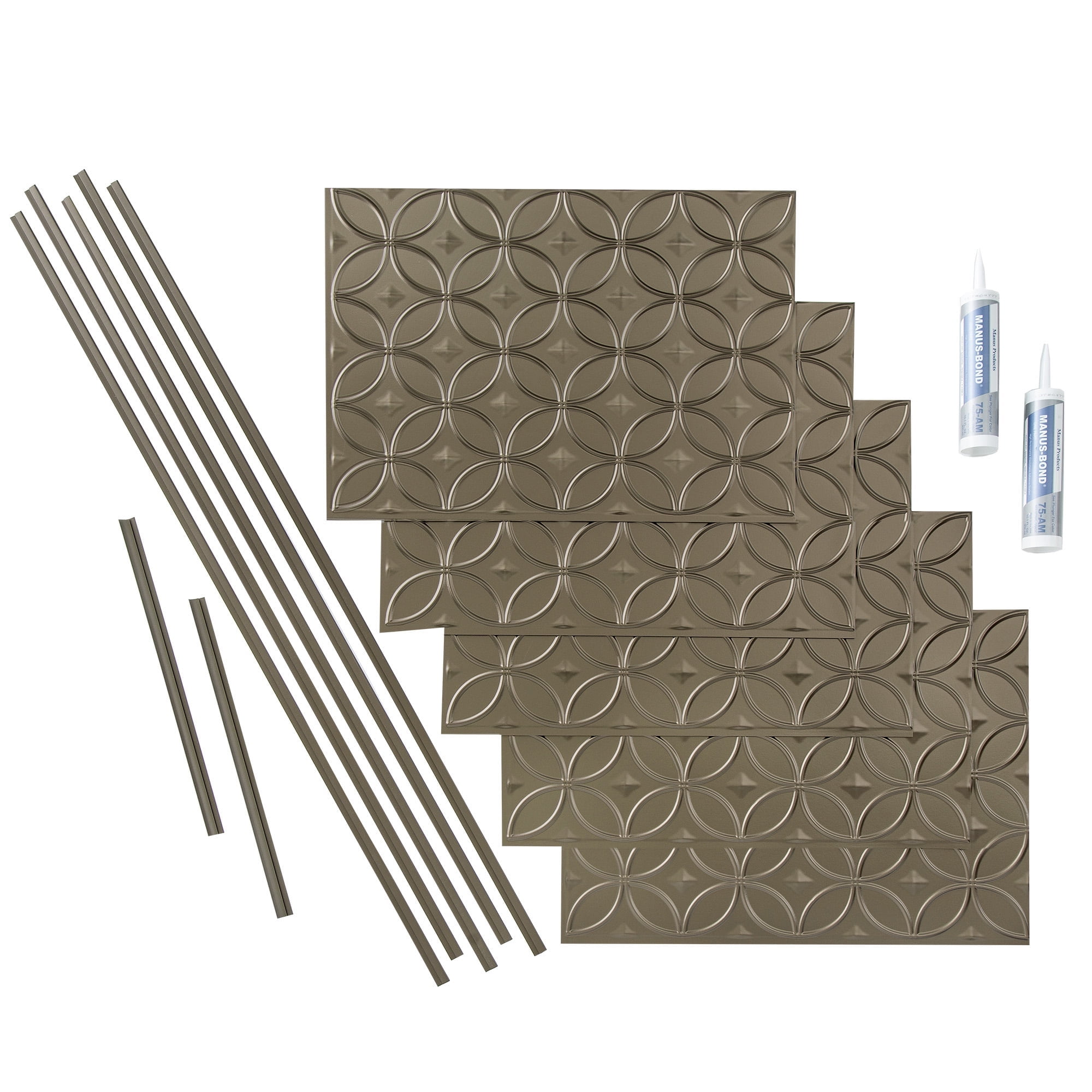 FASÄDE Rings Decorative Vinyl Backsplash 15 sq ft Kit in Argent Bronze ...