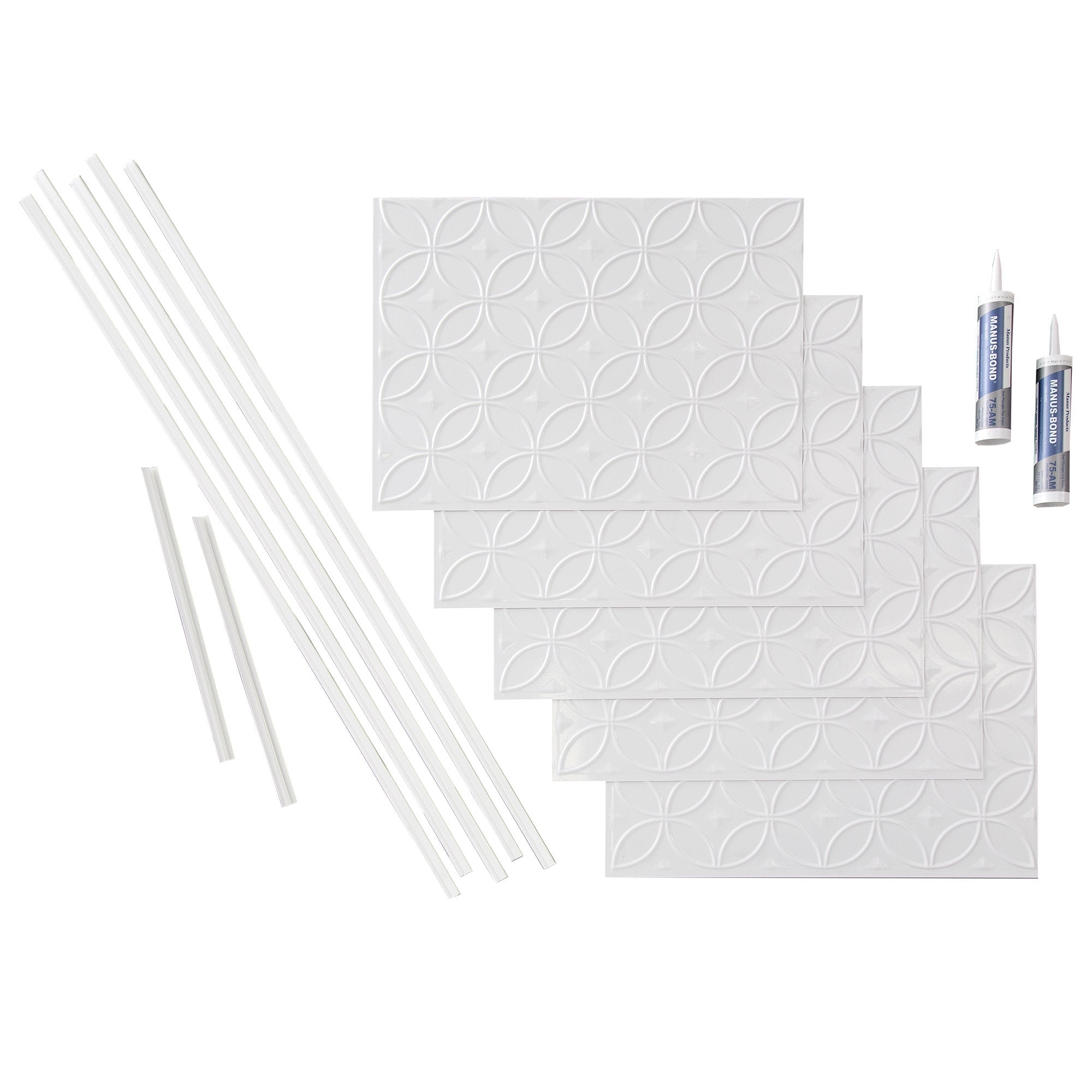 FASÄDE Rings Decorative Vinyl Backsplash 15 sq ft Kit in Gloss White ...