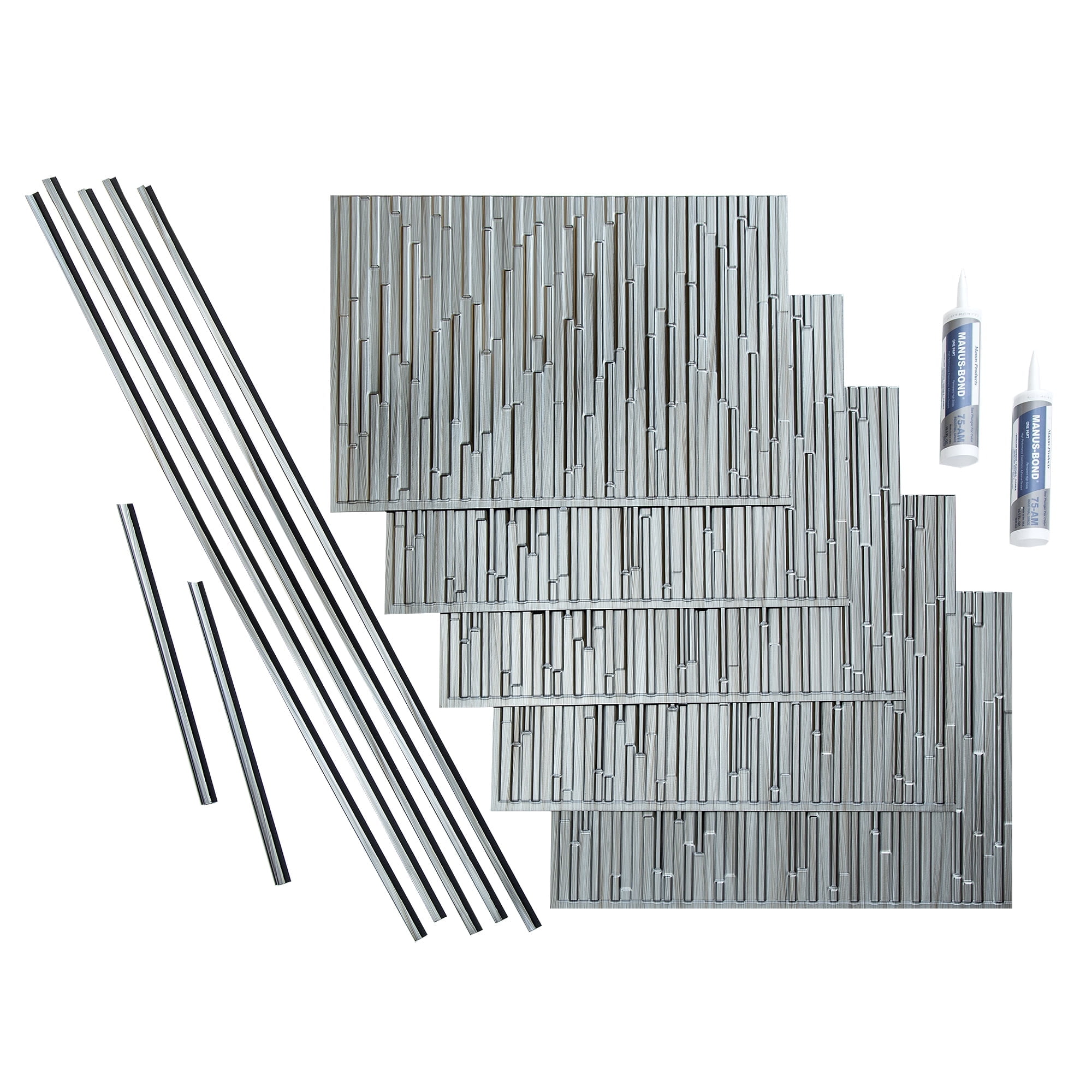 FASÄDE Skyline Decorative Vinyl Backsplash 15 sq ft Kit in Brushed Steel - Walmart.com