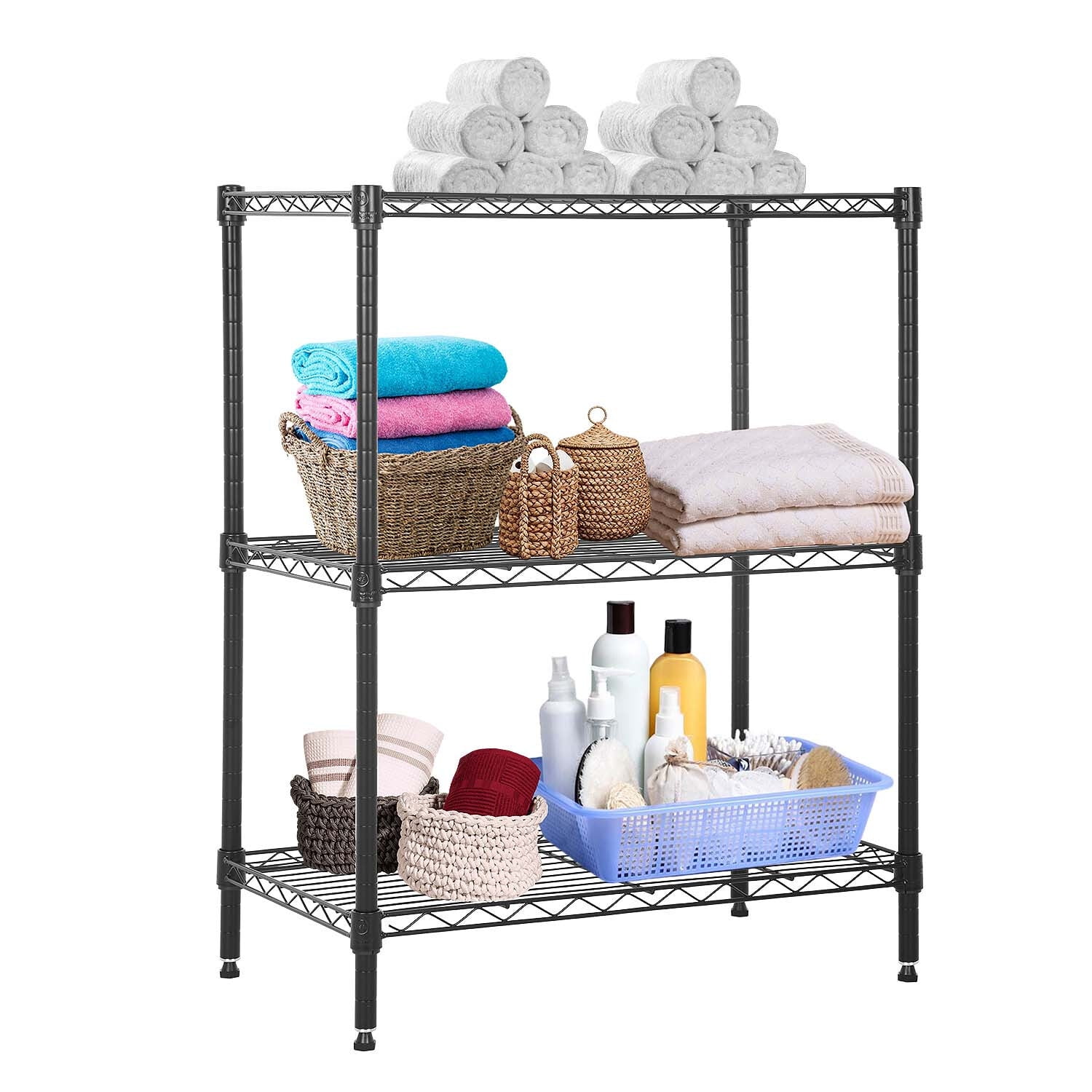 FASCK 3 Tier Adjustable Height Wire Shelving Unit, Rack Shelving, Metal ...