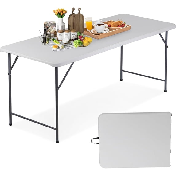 FASCK 6 ft Folding Table - 71"x27" Rectangular Portable Plastic Table ...