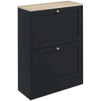 HOMCOM Slim Shoe Cabinet with 2 Flip Drawers & Adjustable Shelves ...