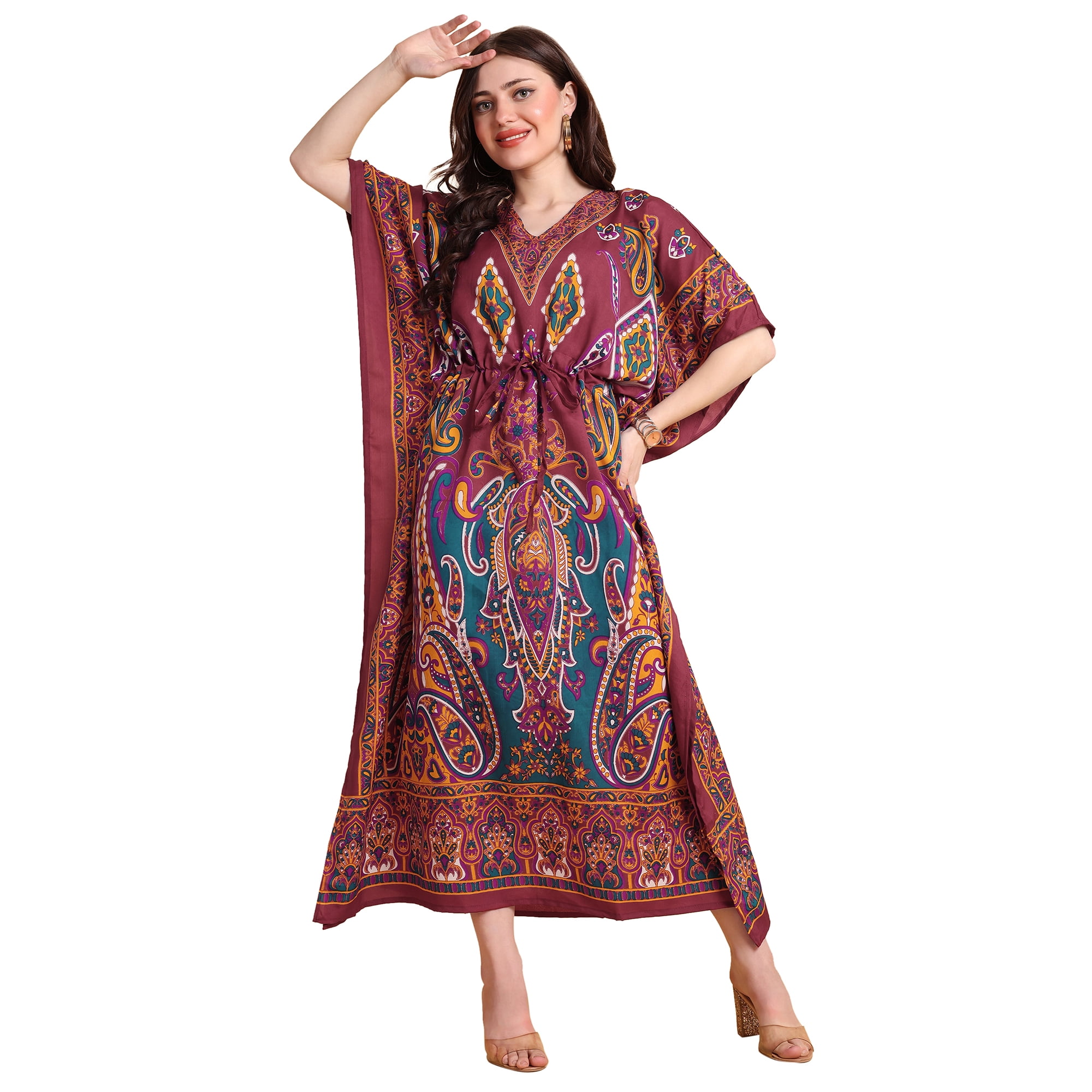 FASHIENT Kaftan Dresses for Women Plus Size Batwing Sleeve Caftans Long ...