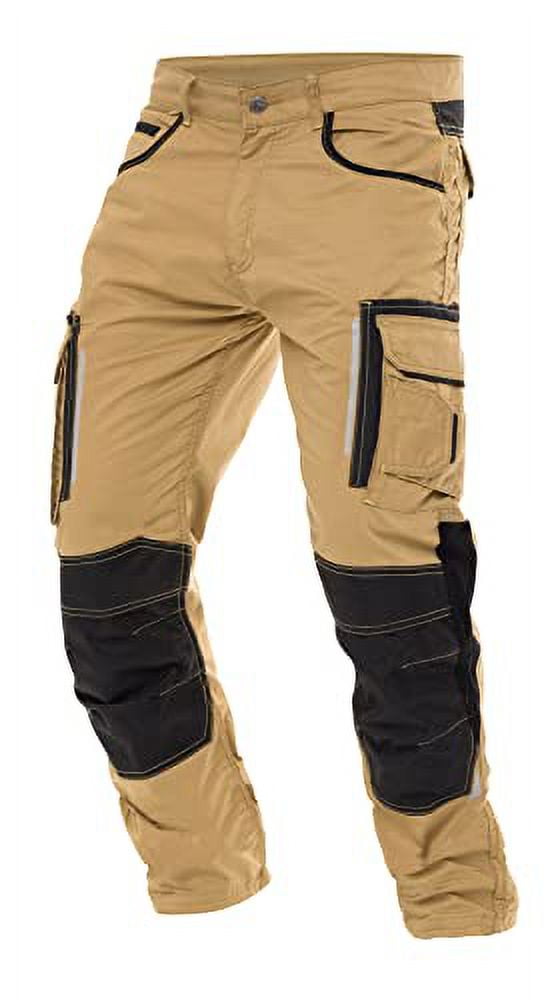 FASHIO FF Mens Construction Pants Utility Work Heavy Duty Workwear Trousers Carpenter Knee ...