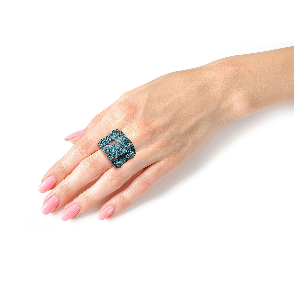 FASHION JUNKY Patina Metal Boho Cross Ring (StretchtoFit, Patina ...
