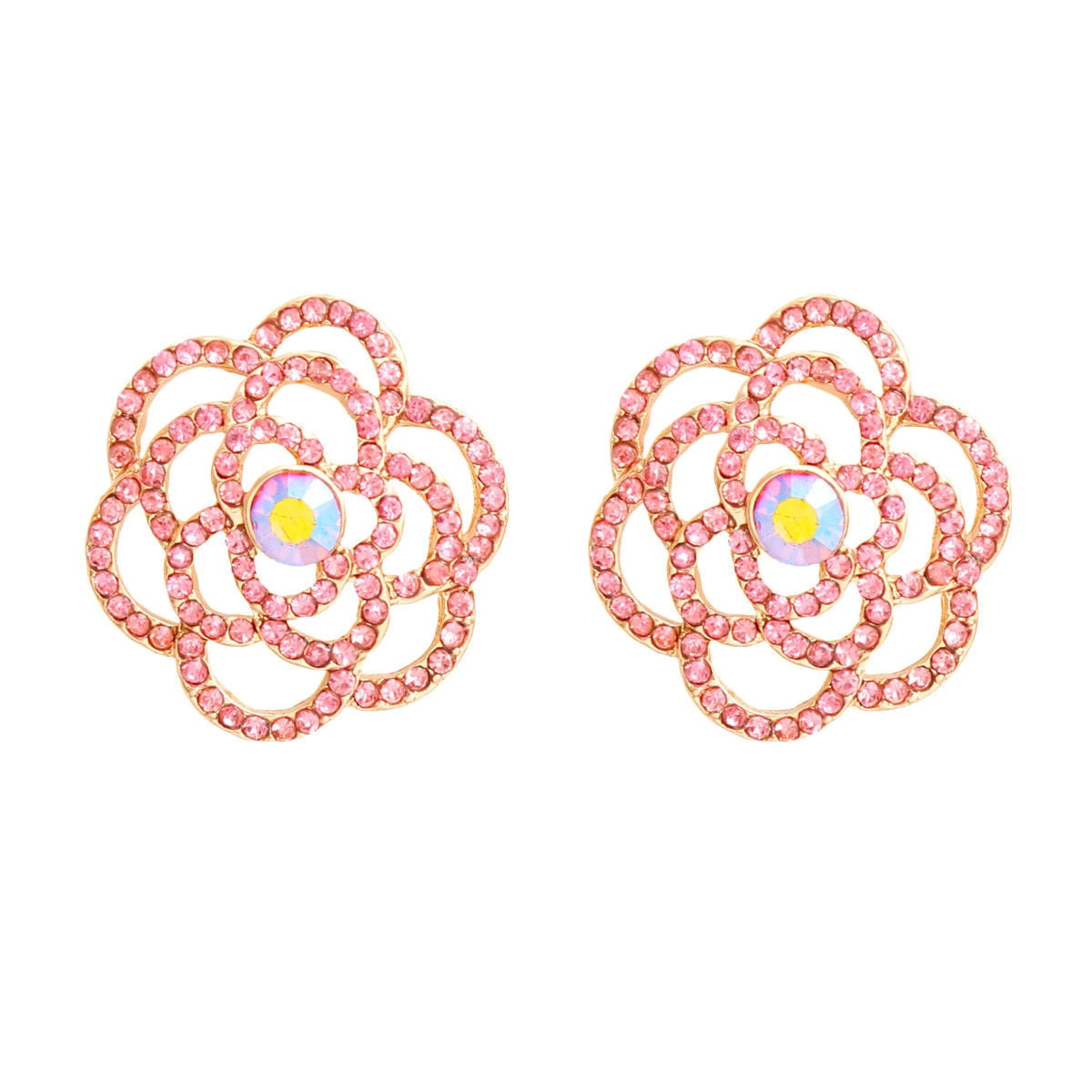 FASHION JUNKY Pink Tea Rose Cutout Small Earrings Stud (1.15inches ...