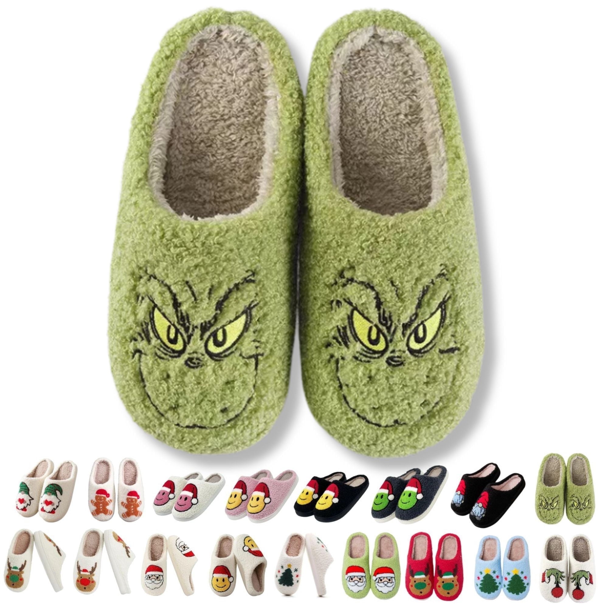 CHICVOMEY Christmas Slippers for Women Men Cute Cartoon Winter Soft ...