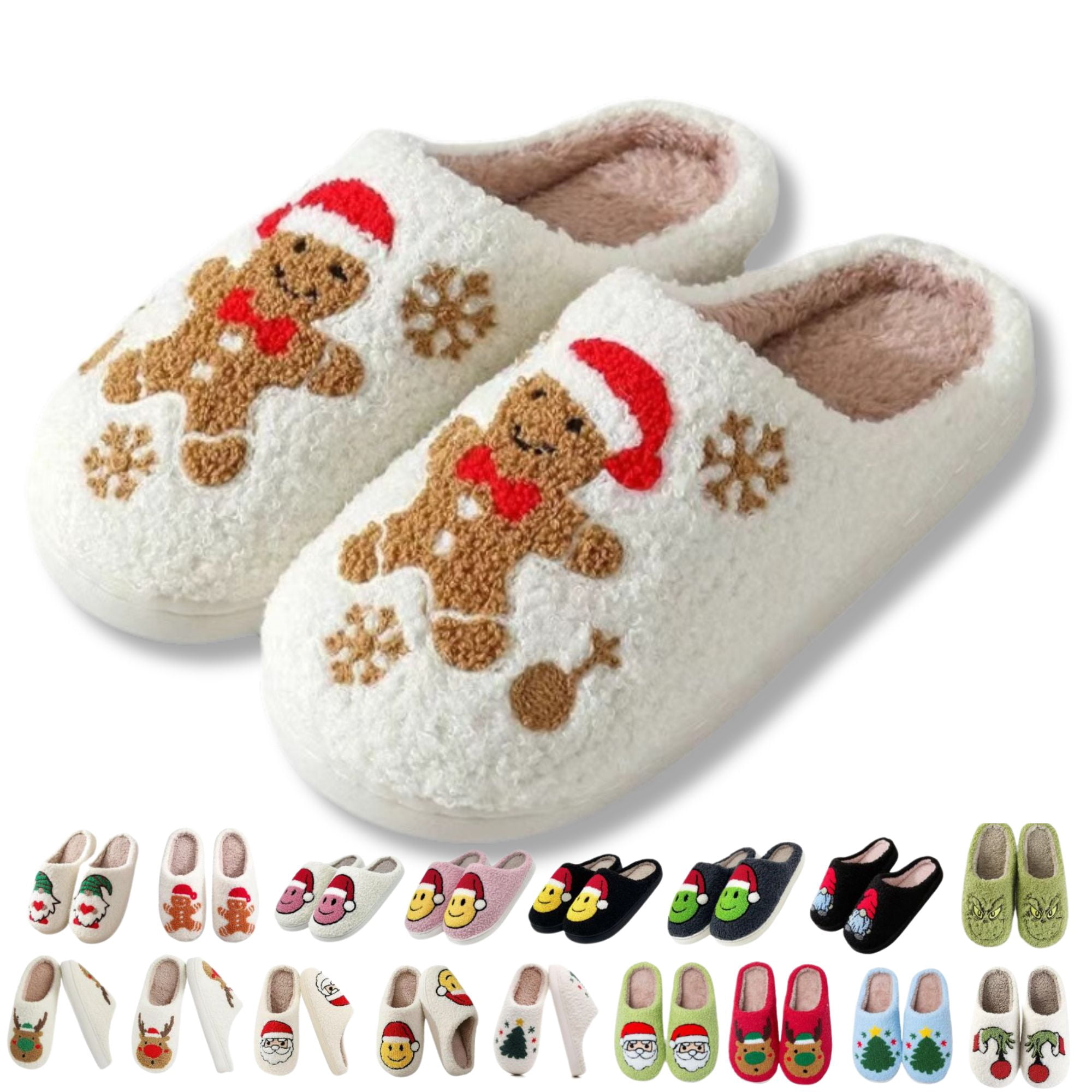 FASHIONBANANA Christmas Slippers for Women Men Cute Cartoon Winter Soft ...
