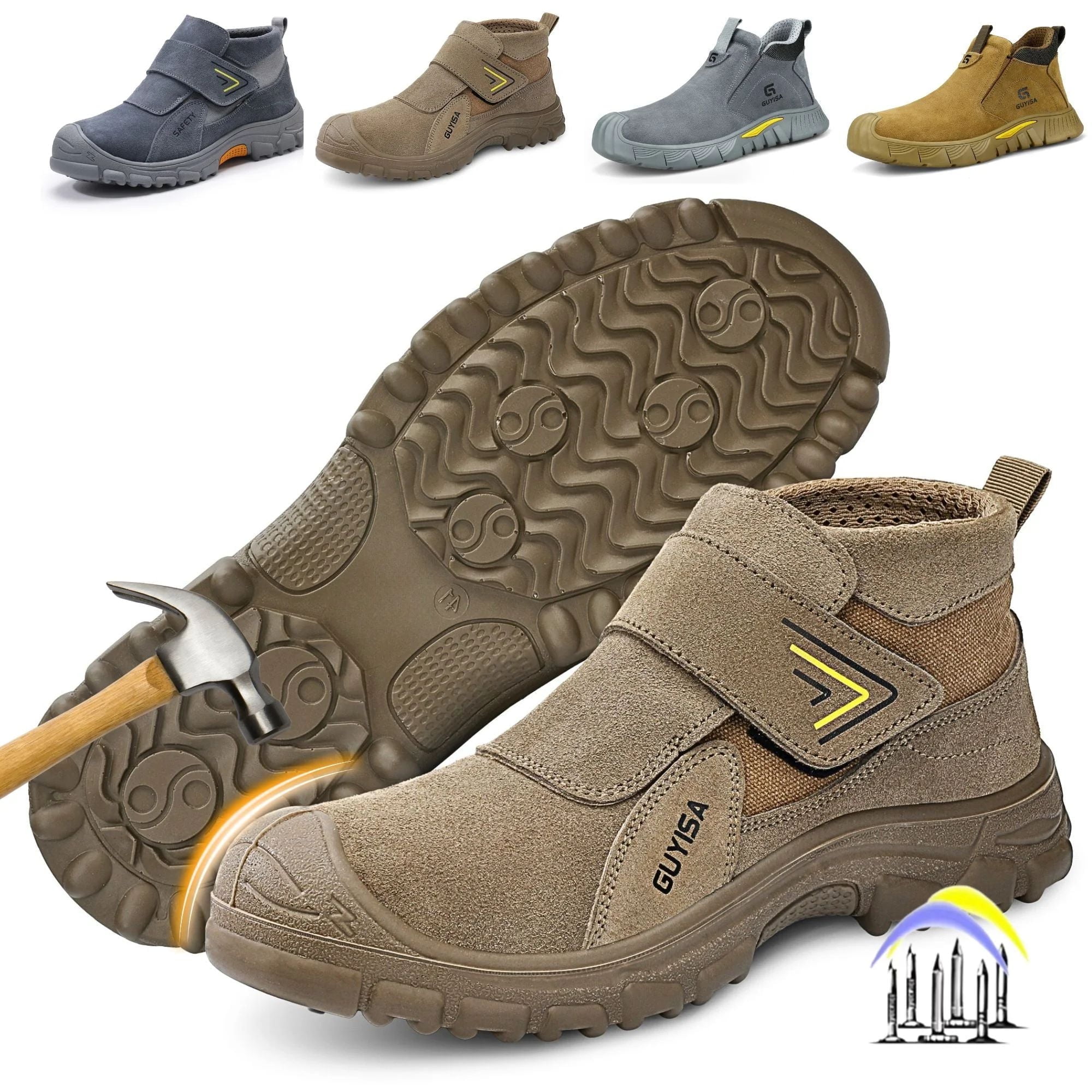CHICVOMEY Slip-On Steel Toe Shoes for Men's Work Shoes Non-Slip Work ...