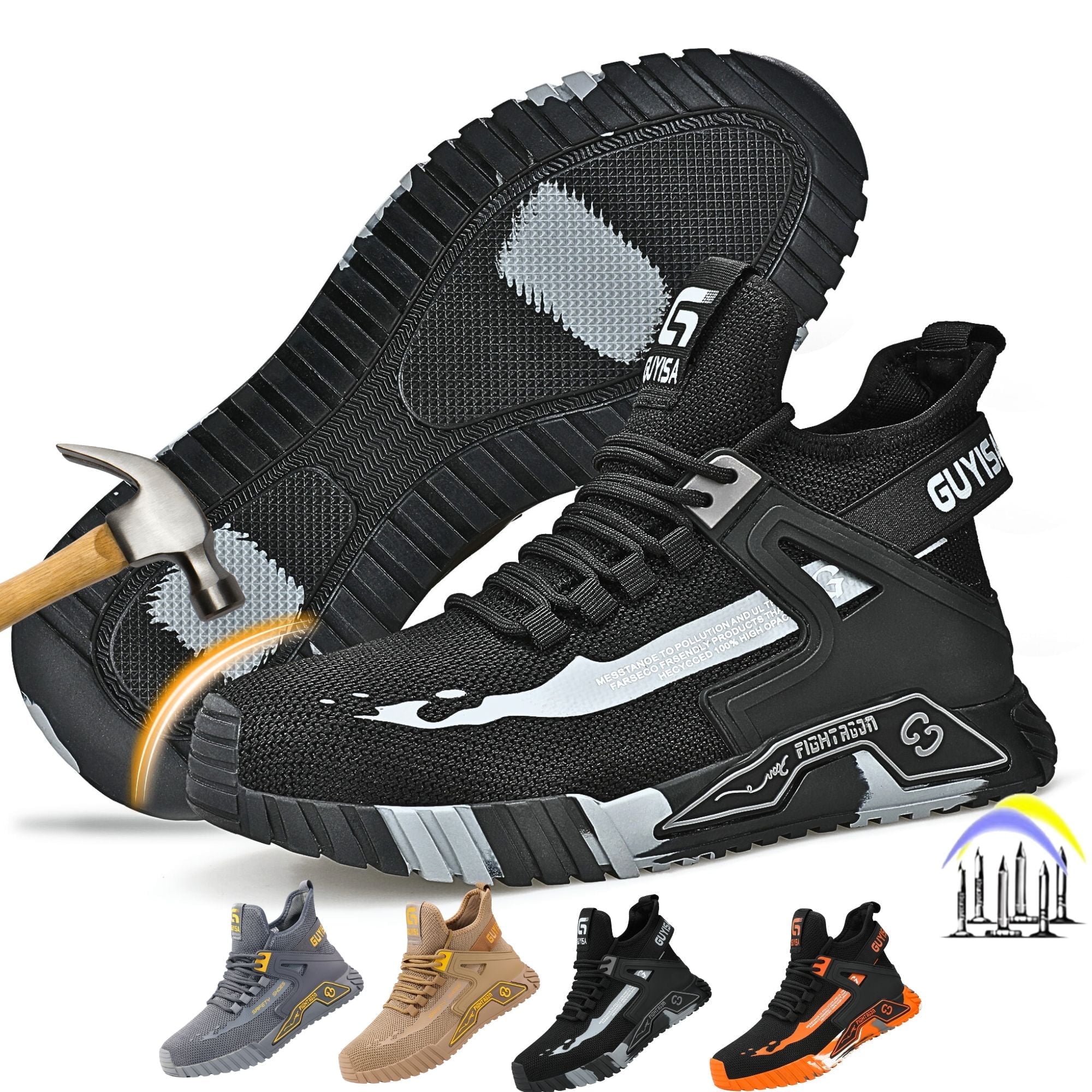 PPCHVOMEY Slip-Resistant Work Shoes for Men Non-Slip Work Shoes ...