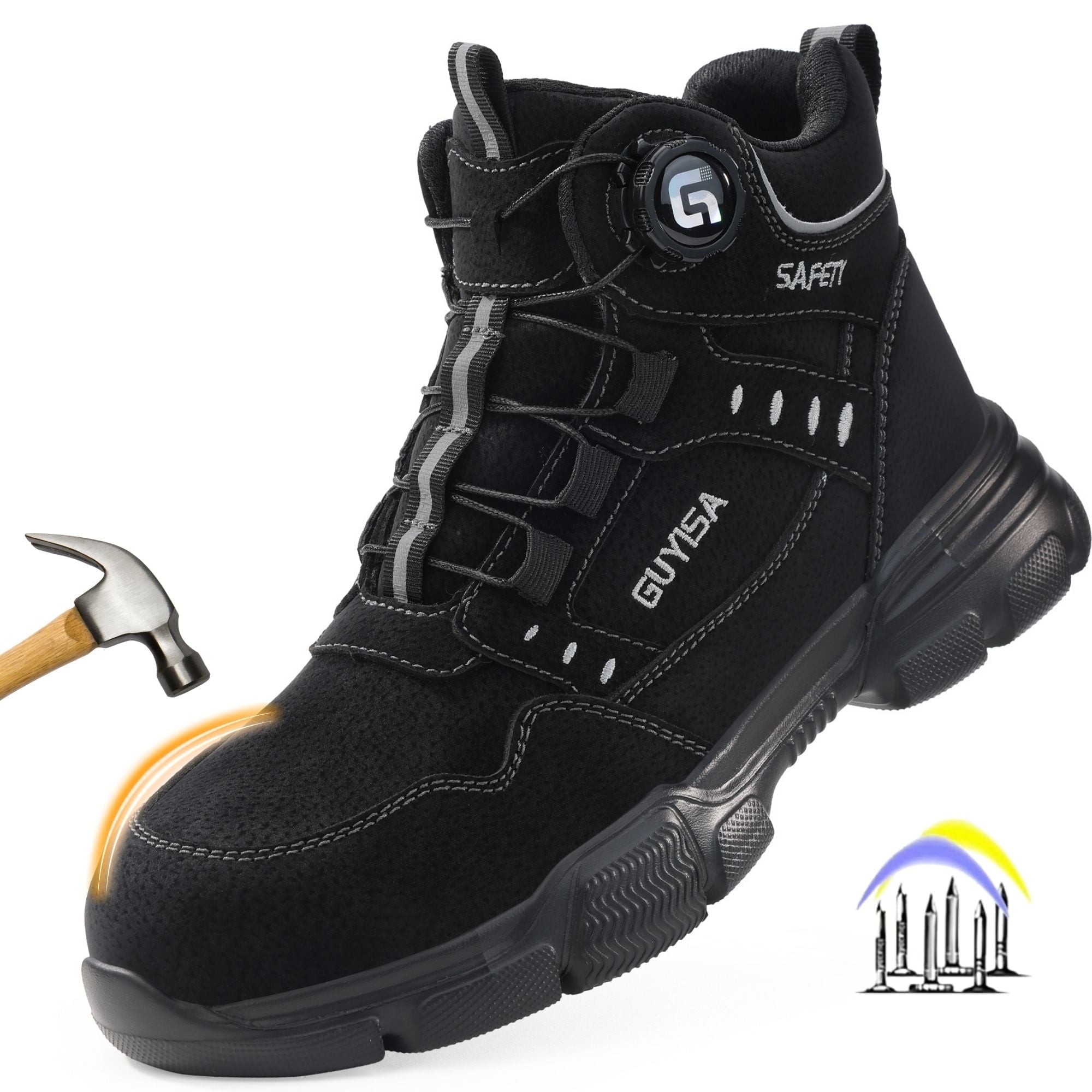 PPCHVOMEY Steel Toe Shoes for Men Waterproof Lightweight Work Boots for ...