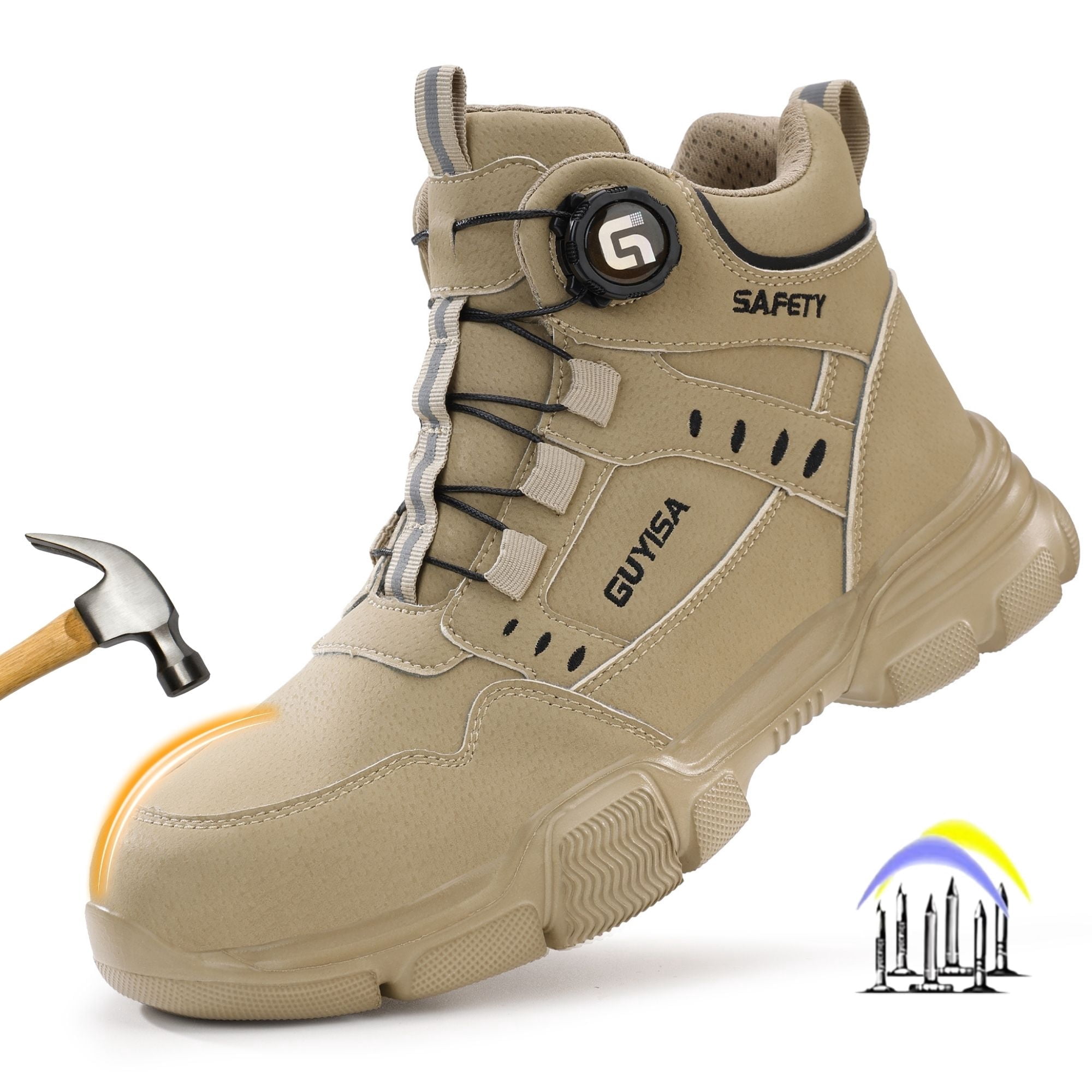 FASHIONBANANA Steel Toe Shoes for Men Waterproof Lightweight Work Boots ...