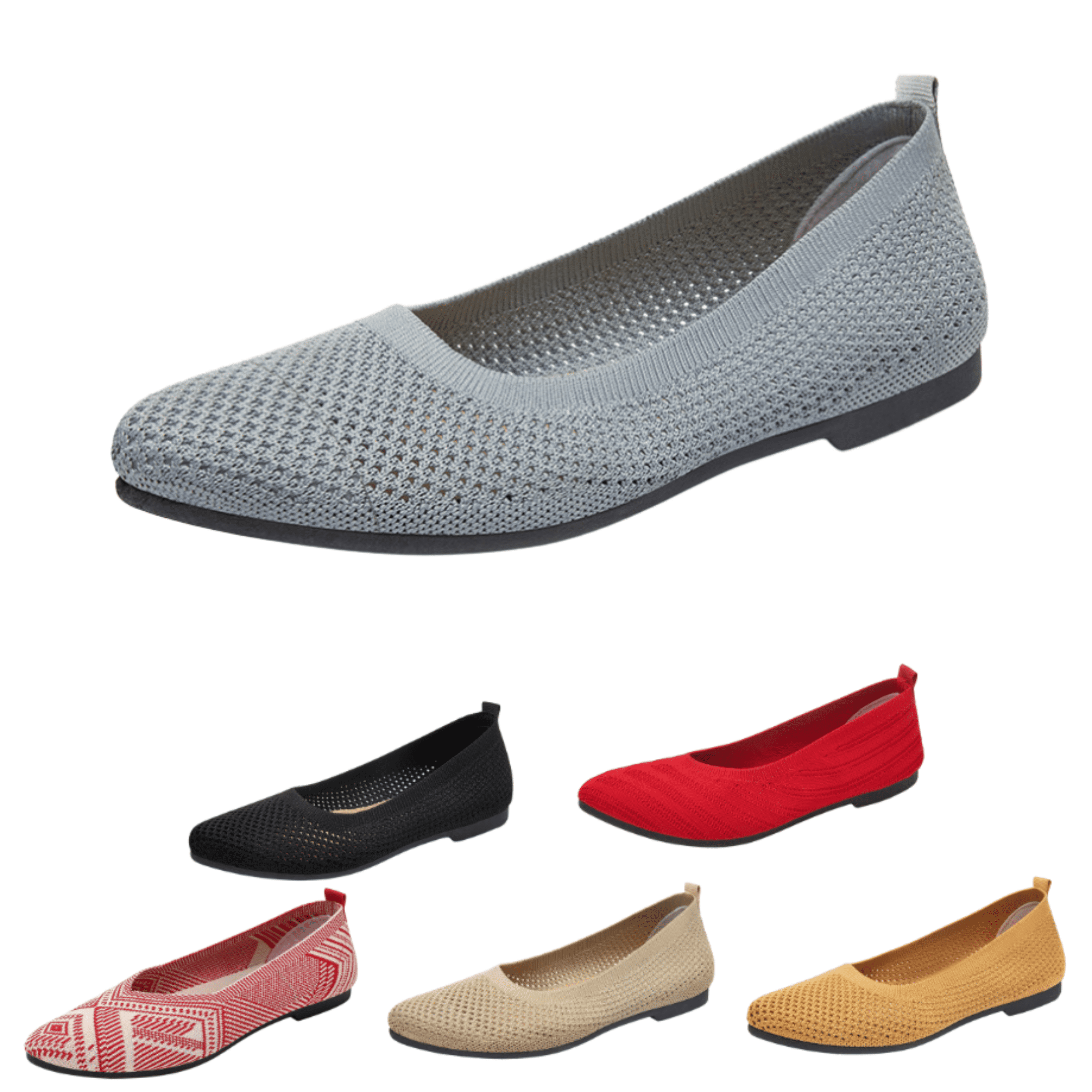 PPCHVOMEY Women’s Flats Shoes Comfortable and Soft Flats Crochet Mesh Sharp tip Toe Slip-On ...