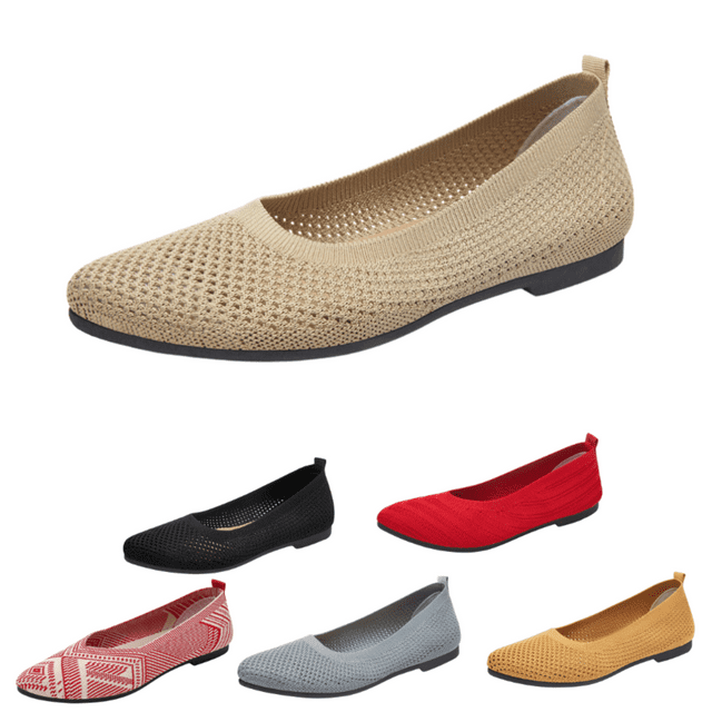 PPCHVOMEY Women’s Flats Shoes Comfortable and Soft Flats Crochet Mesh ...