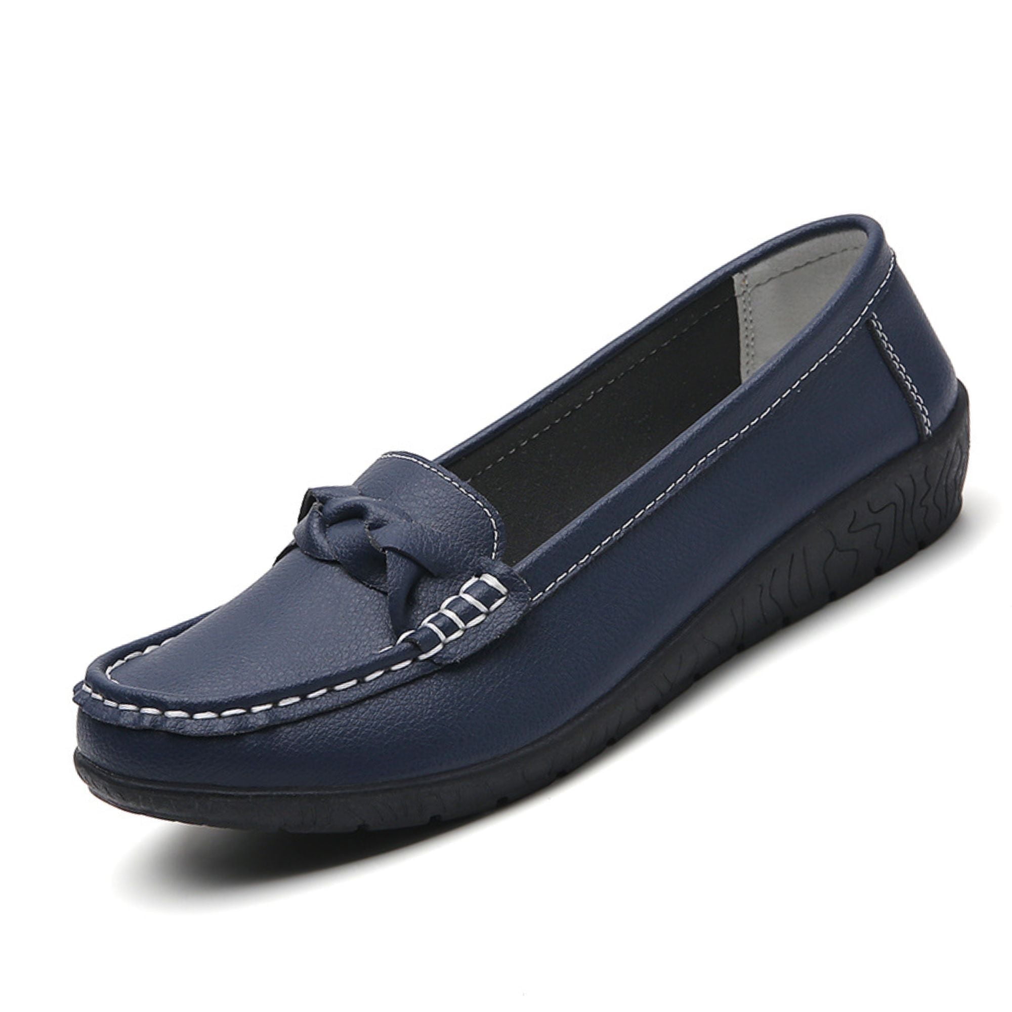 CHICVOMEY Women's Comfort Leather Loafers - Slip-On Walking Shoes with ...