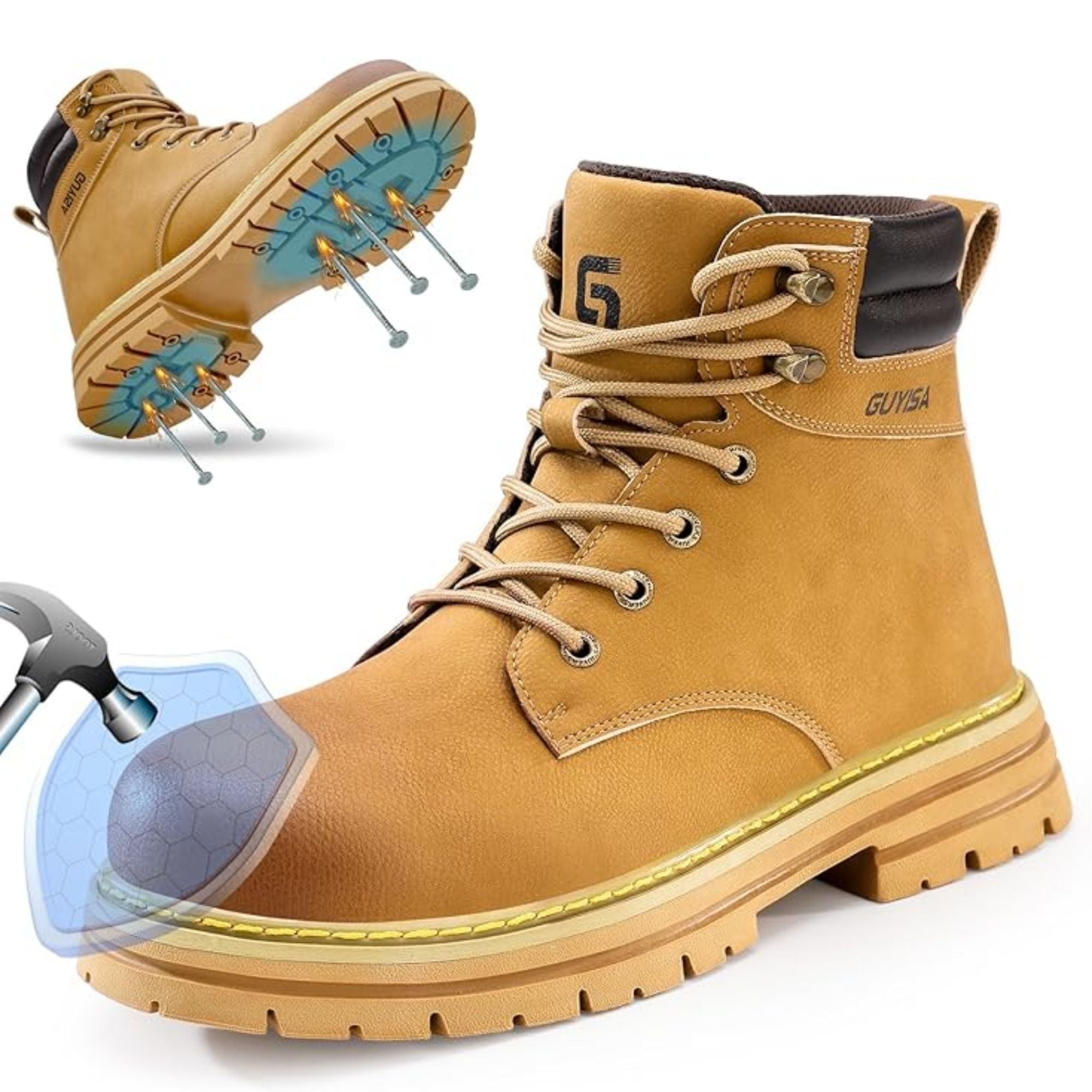 PPCHVOMEY Work Waterproof Steel Toe Shoes for Men Work Shoes for Men ...