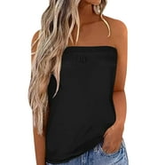 MixMatchy Women's Solid Strapless Smocked Summer Bandeau Tube Crop Top ...