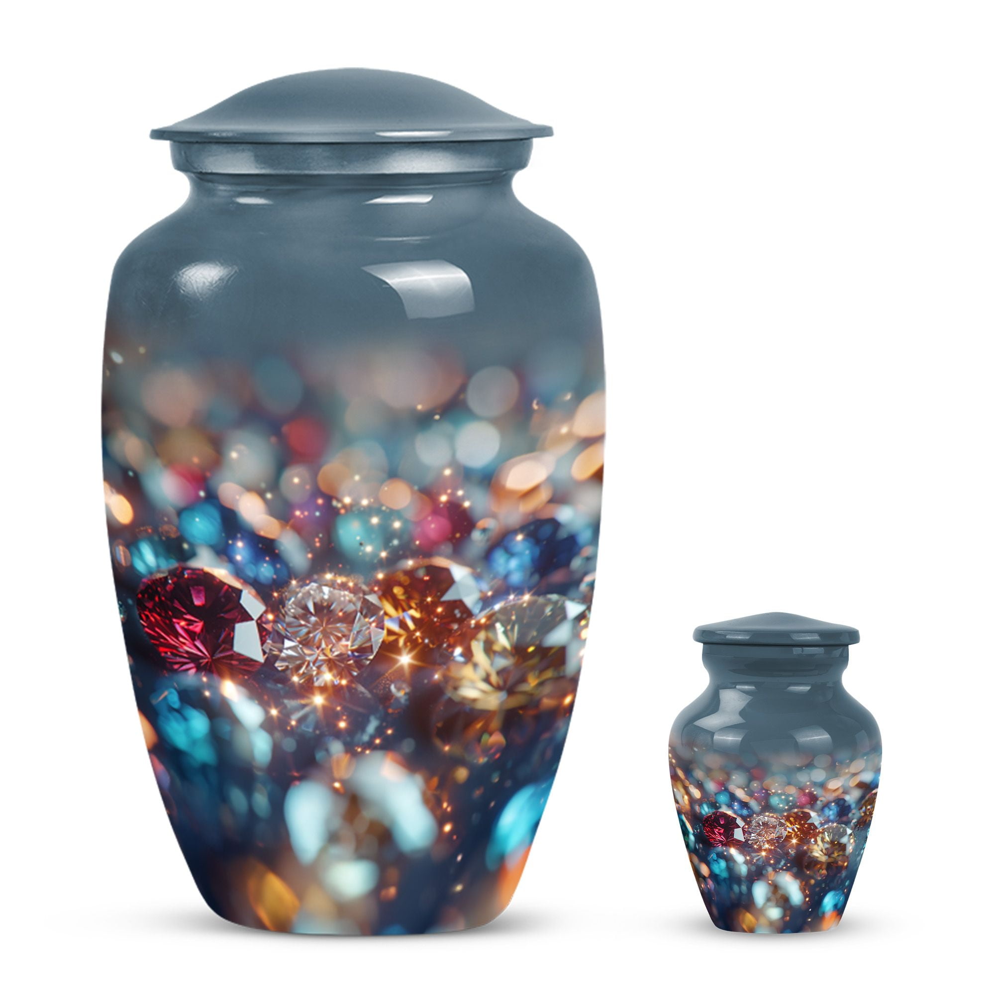 FASHIONZAADI Diamond Urn Set, 1 Large Urn and 1 Small Urn for Ashes ...