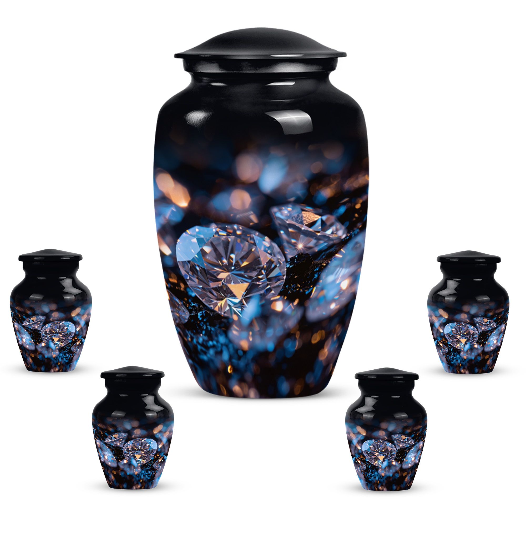 FASHIONZAADI Diamond Urns 1 Large Urn and 4 Small Urns for Human Ashes ...