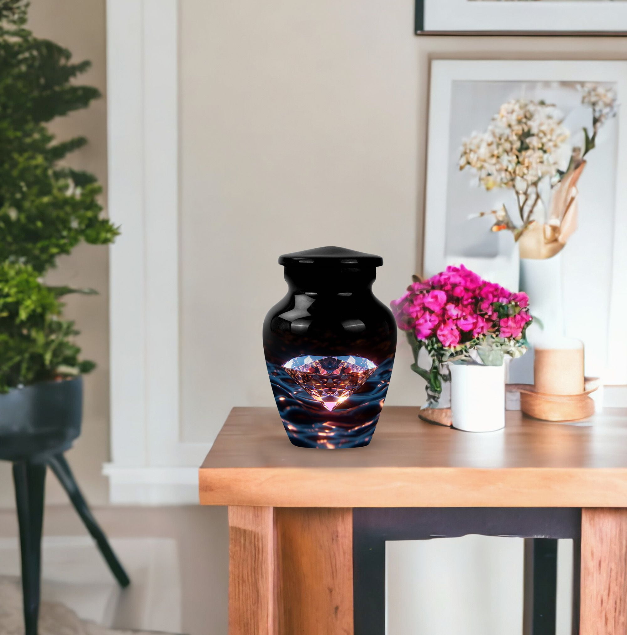 FASHIONZAADI Diamond Urns for Ashes, Set of 2, 3 Inch Memorial Urns for ...
