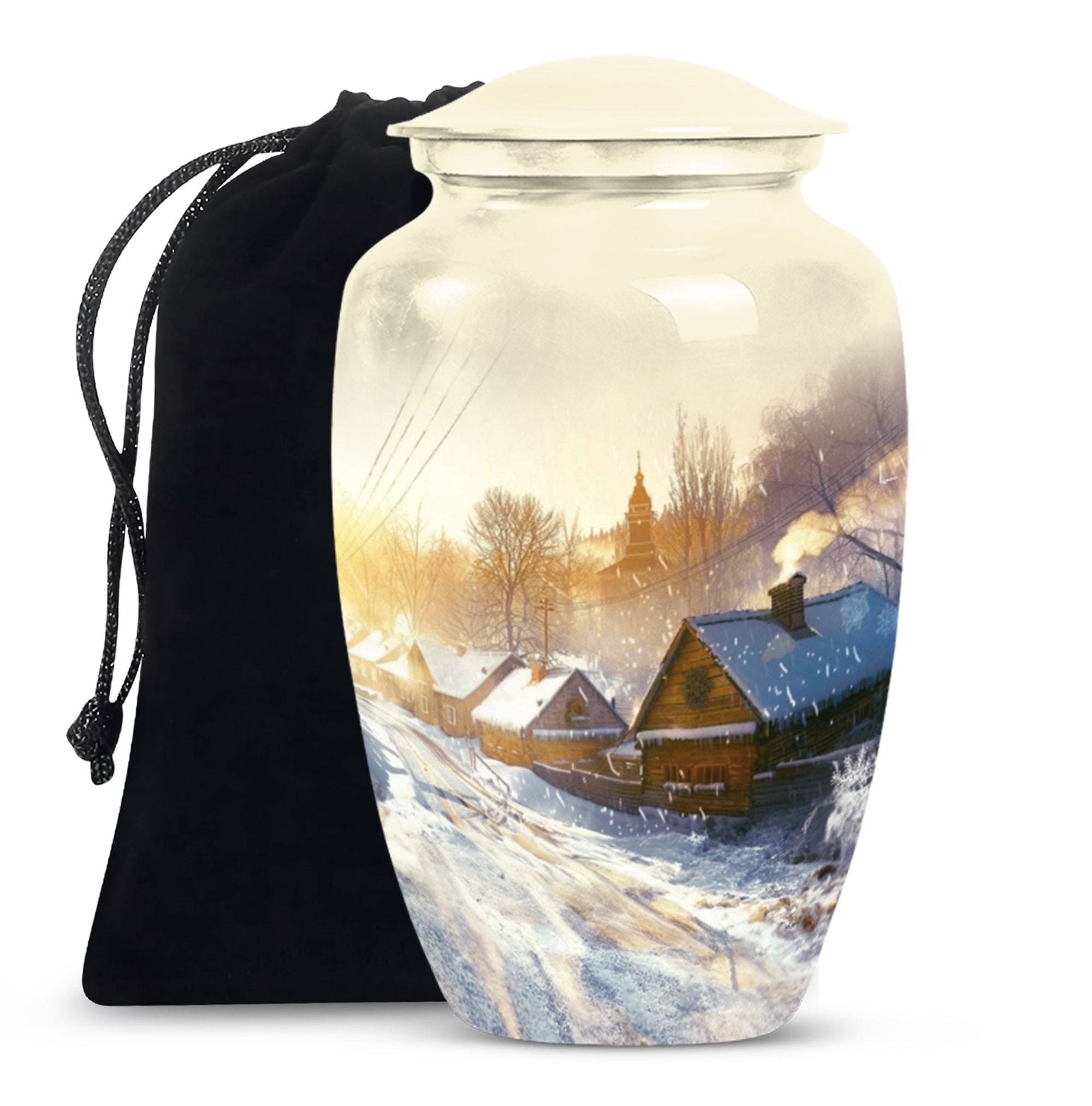 FASHIONZAADI White Snowflakes Urns for Human Ashes, Large Adult ...