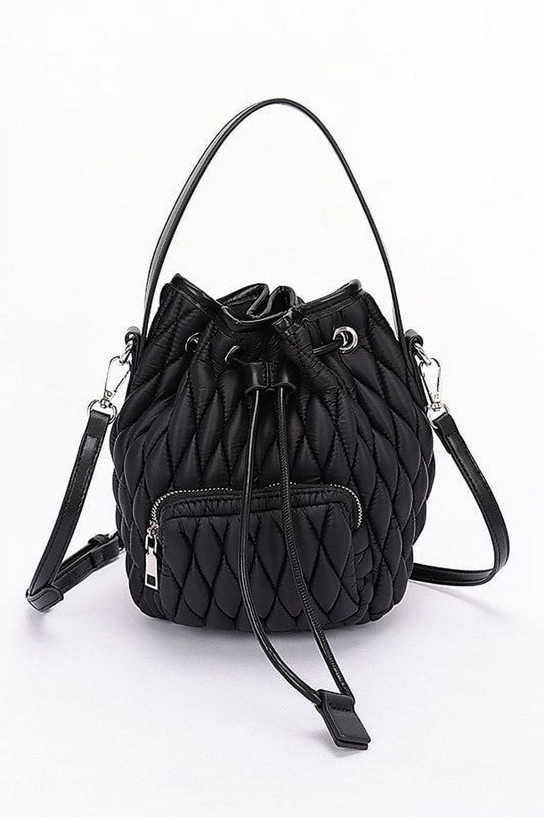 FASHNZFAB Nylon Quilted Puffer Convertible Bucket Bag - Walmart.com