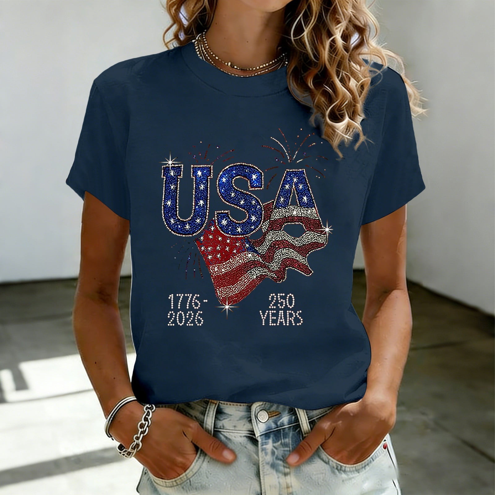 FASHOFT 250th Anniversary Usa Shirts for Women Patriotic 4th of July T ...