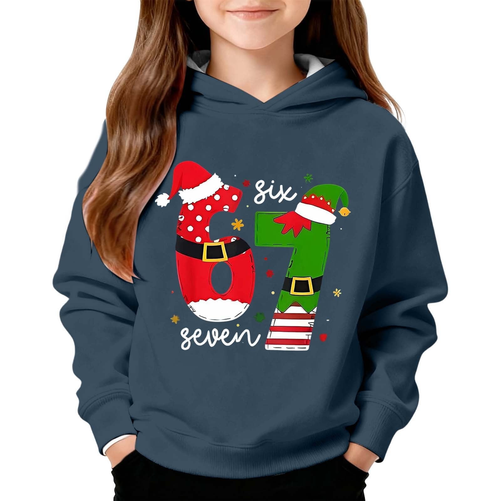 FASHOFT 67 Christmas Shirt Kids Funny 6 7 Hoodies for Girls Boys Xmas ...