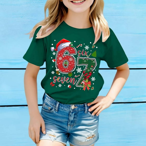 FASHOFT 67 Christmas Shirt Kids Six Seven Meme Tshirt for Boys Girls ...
