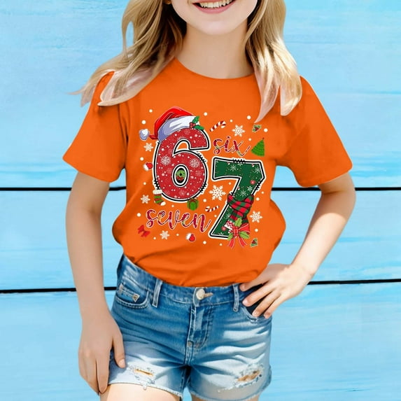 FASHOFT 67 Christmas Shirt Kids Six Seven Meme Tshirt for Boys Girls ...