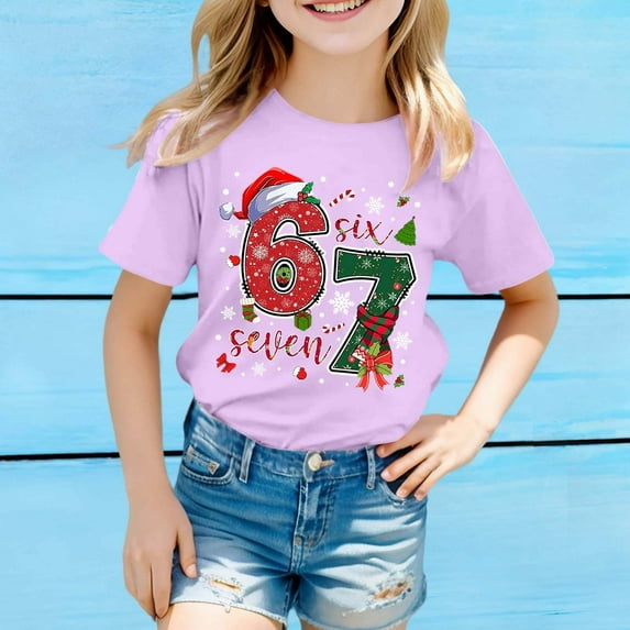 FASHOFT 67 Christmas Shirt Kids Six Seven Meme Tshirt for Boys Girls ...