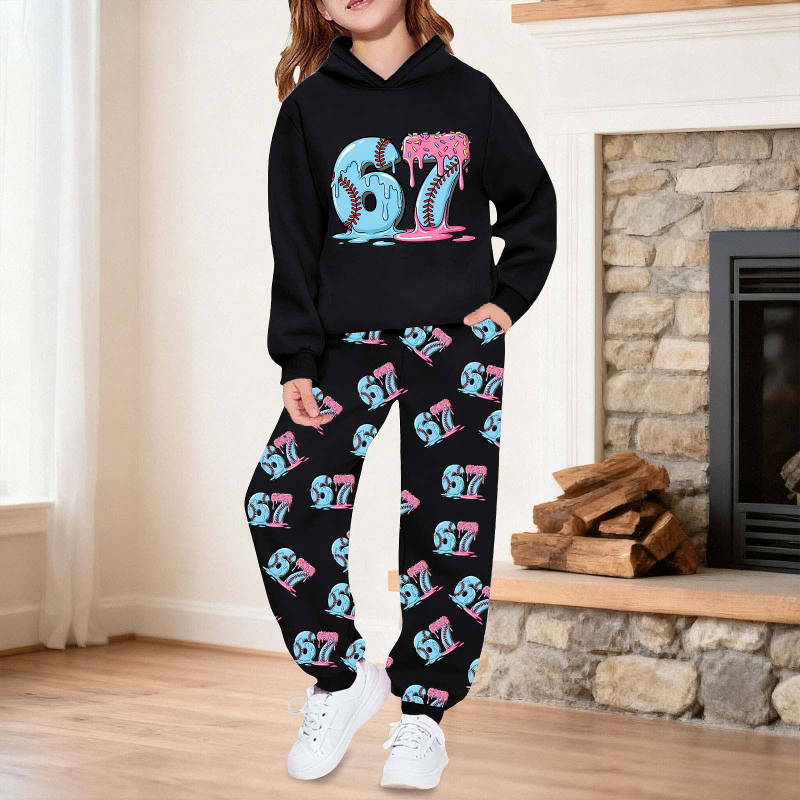 FASHOFT 67 Shirt and Pants Kids Outfits Set 6 7 Ice Cream Drip Hoodie ...