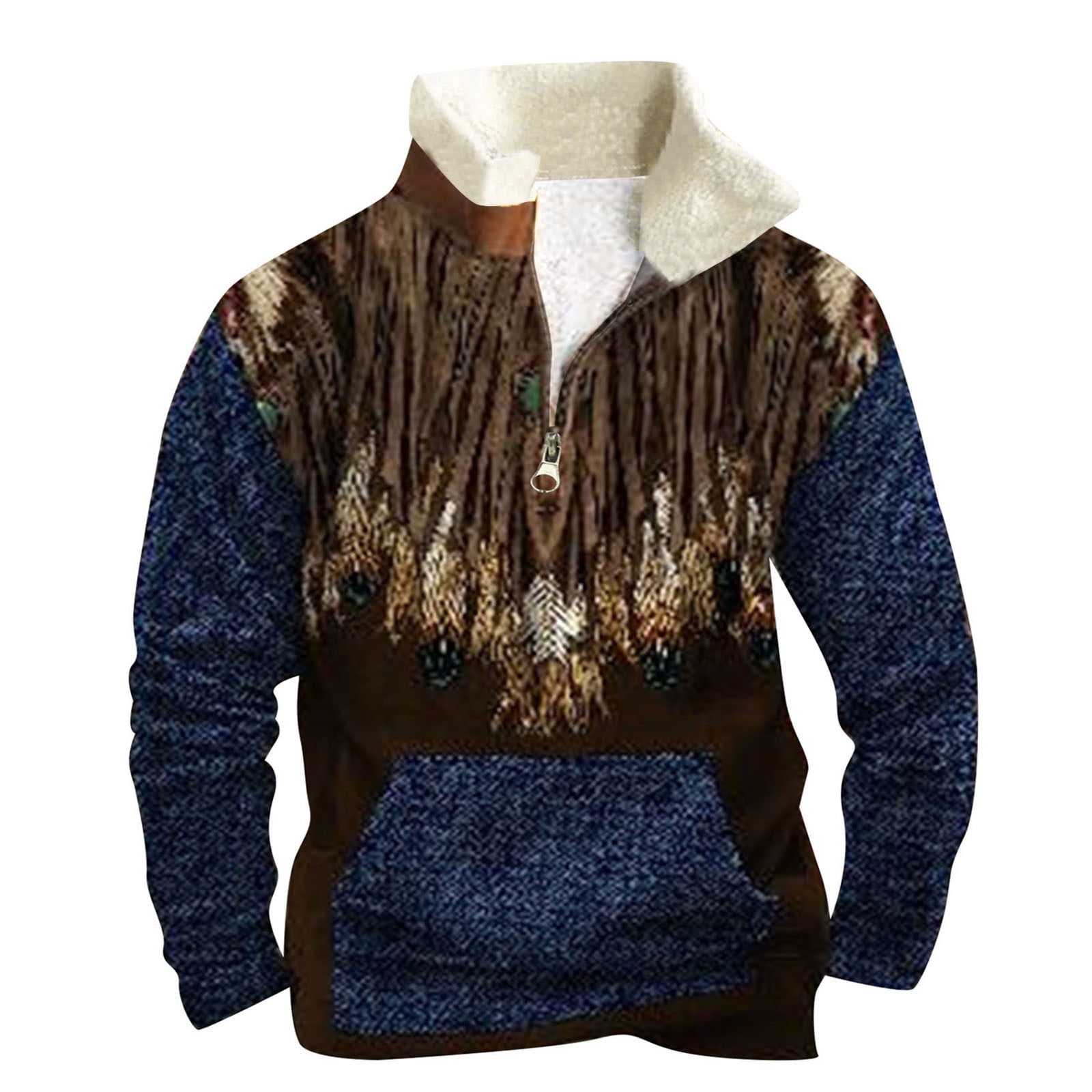 FASHOFT Aztec Cowboy Quarter Zip Pulover Men Long Sleeve Western Shirts ...