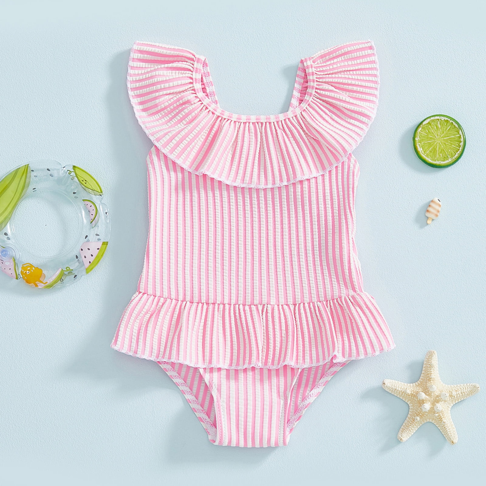 FASHOFT Baby Girl Swimsuit Cute One Piece Bathing Suit Ruffles Swimwear ...