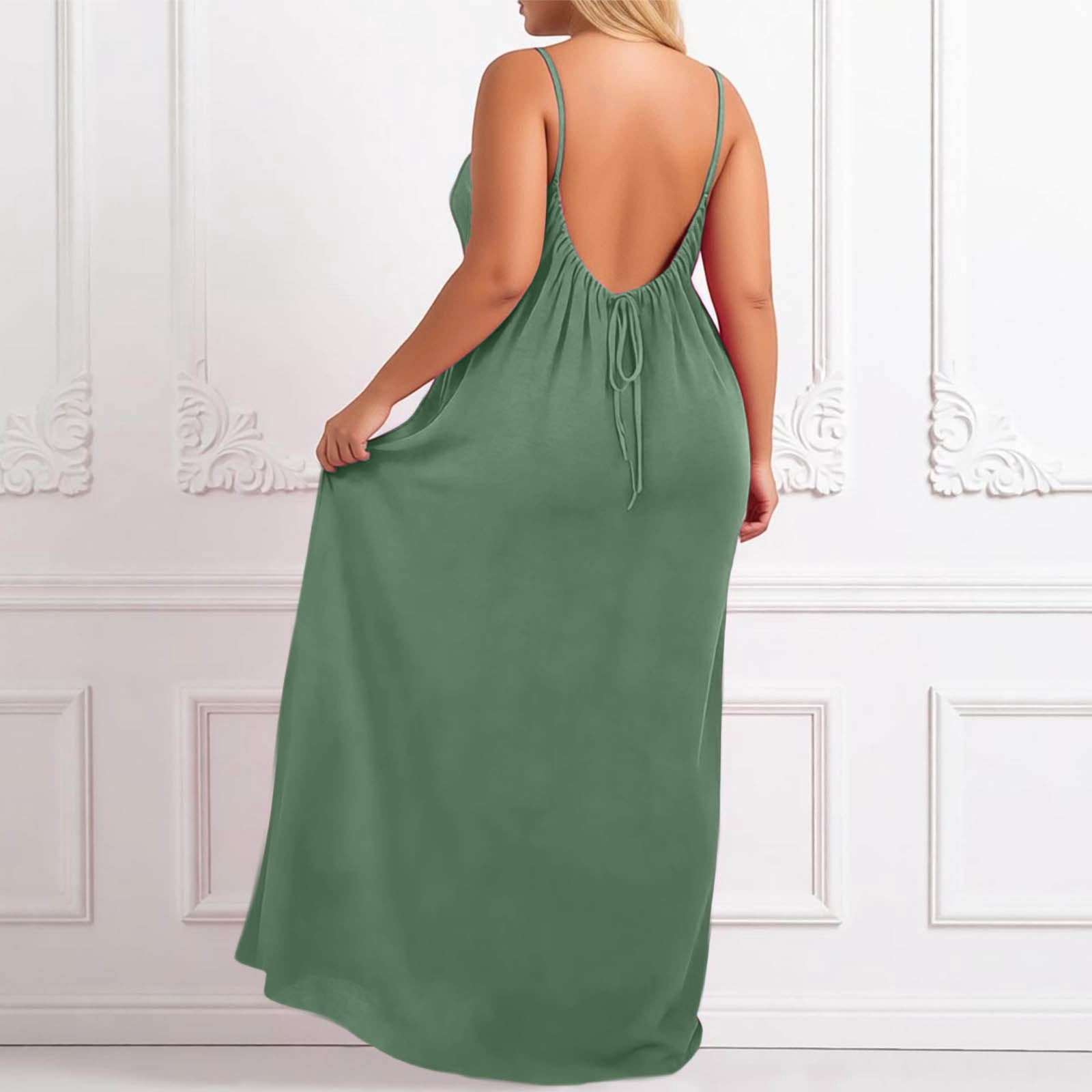 FASHOFT Backless Cami Dress for Women Plus Size Backless Dresses ...